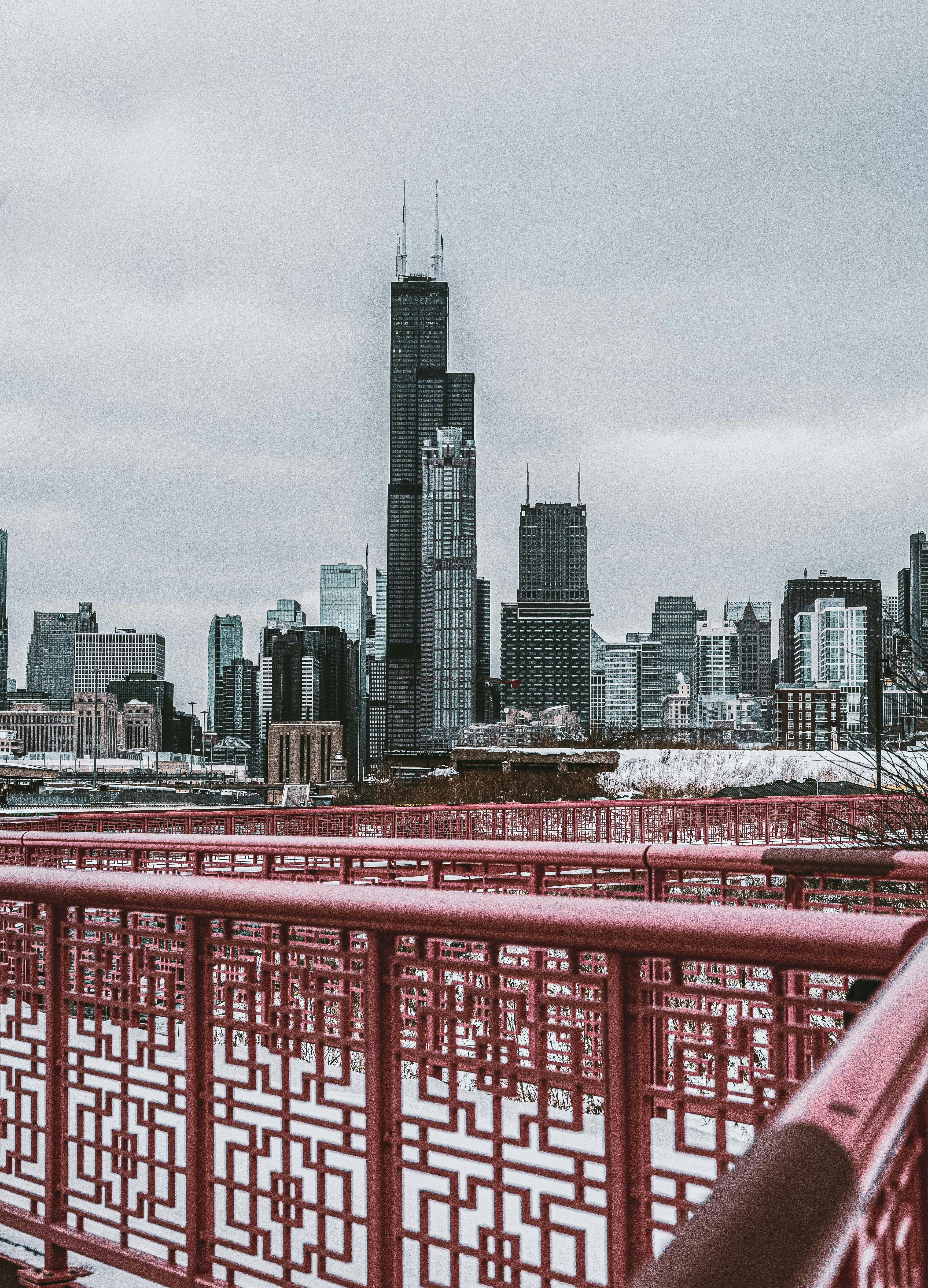 Red Ladder over the Spire: A Cityscape from the Riverside Walk