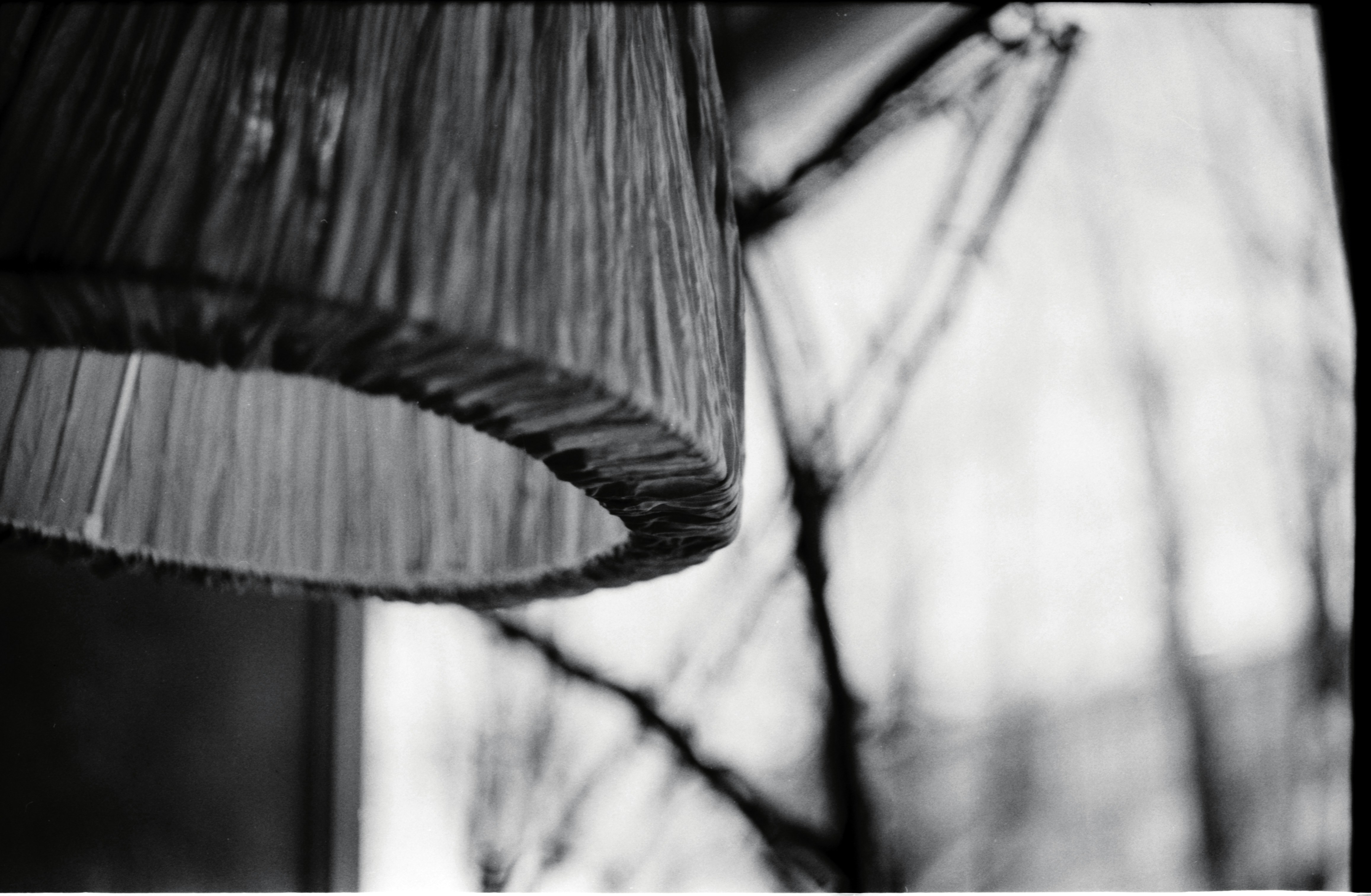 Fringed Edge in Focus: A Mono Close-Up of a Lampshade