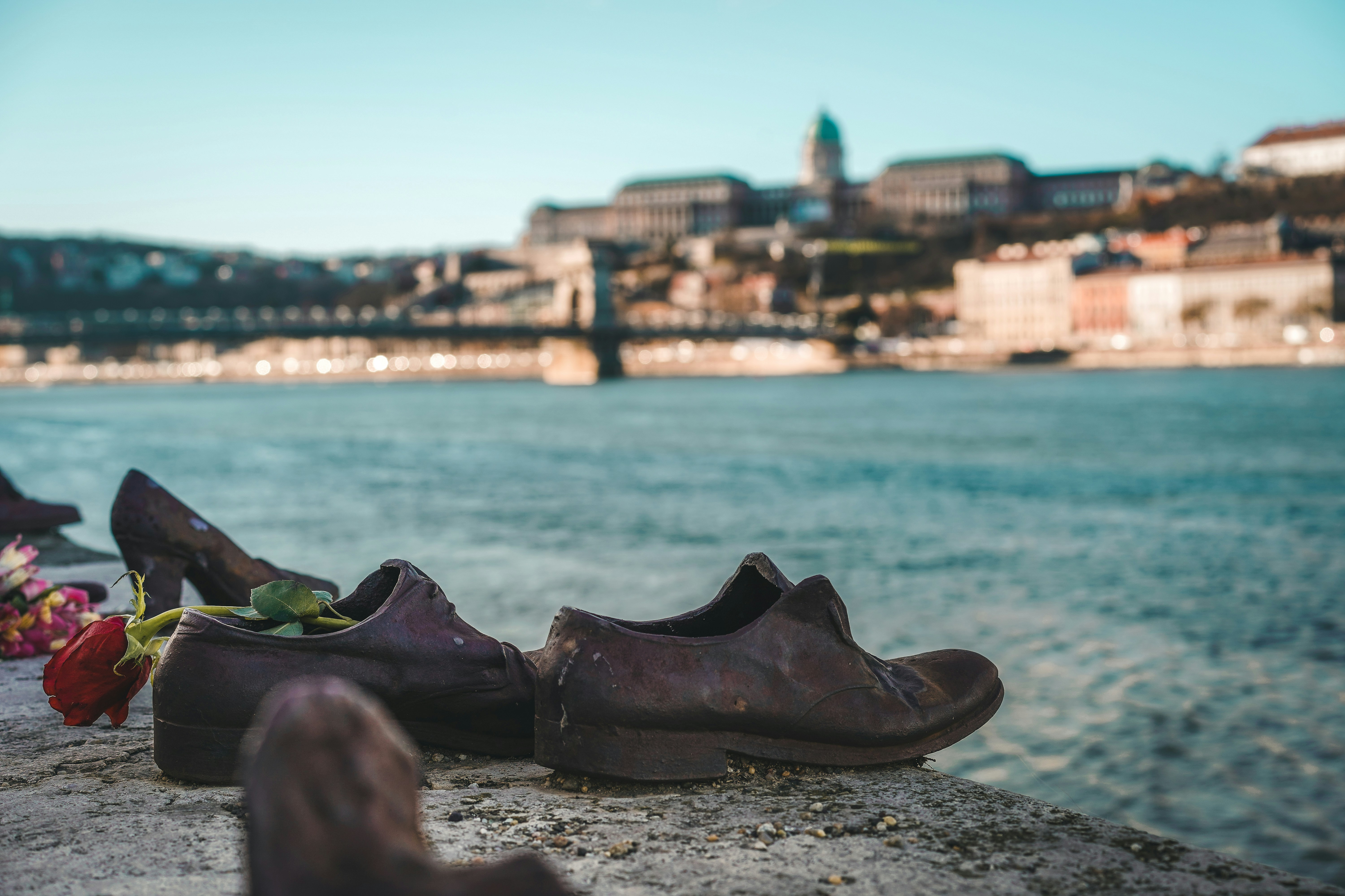 Broken Shoes and City Lights: A Quiet Moment by the River