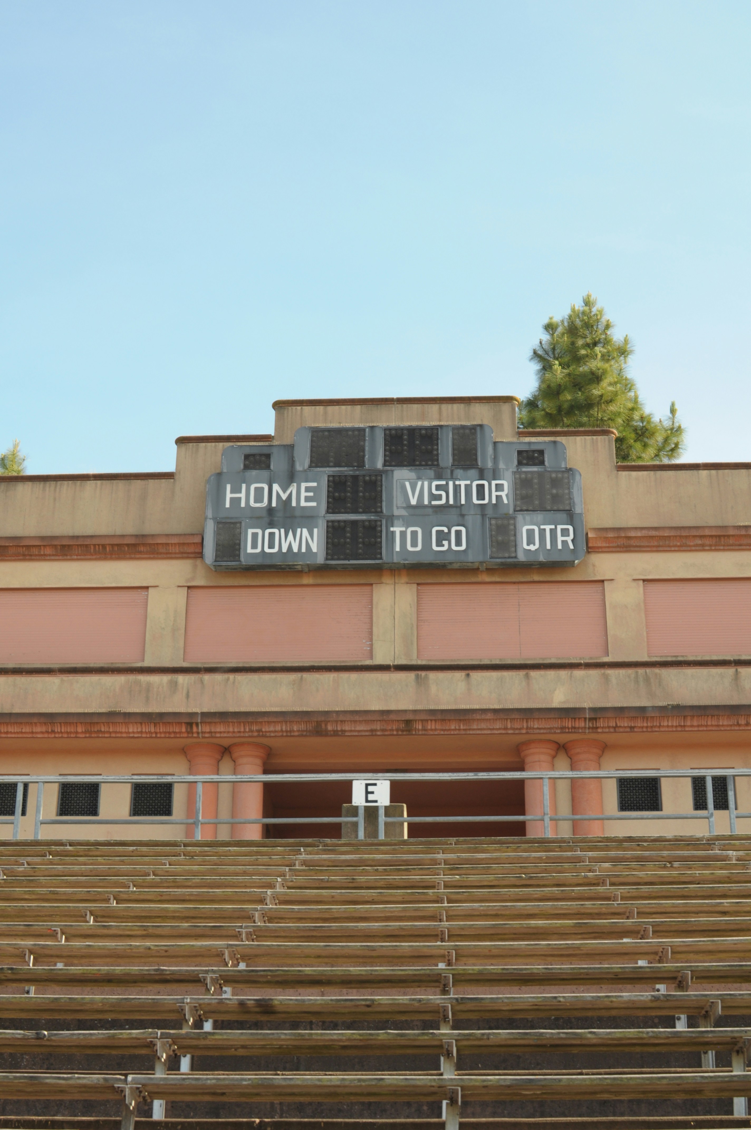 Empty Stands Under a Retro Scoreboard