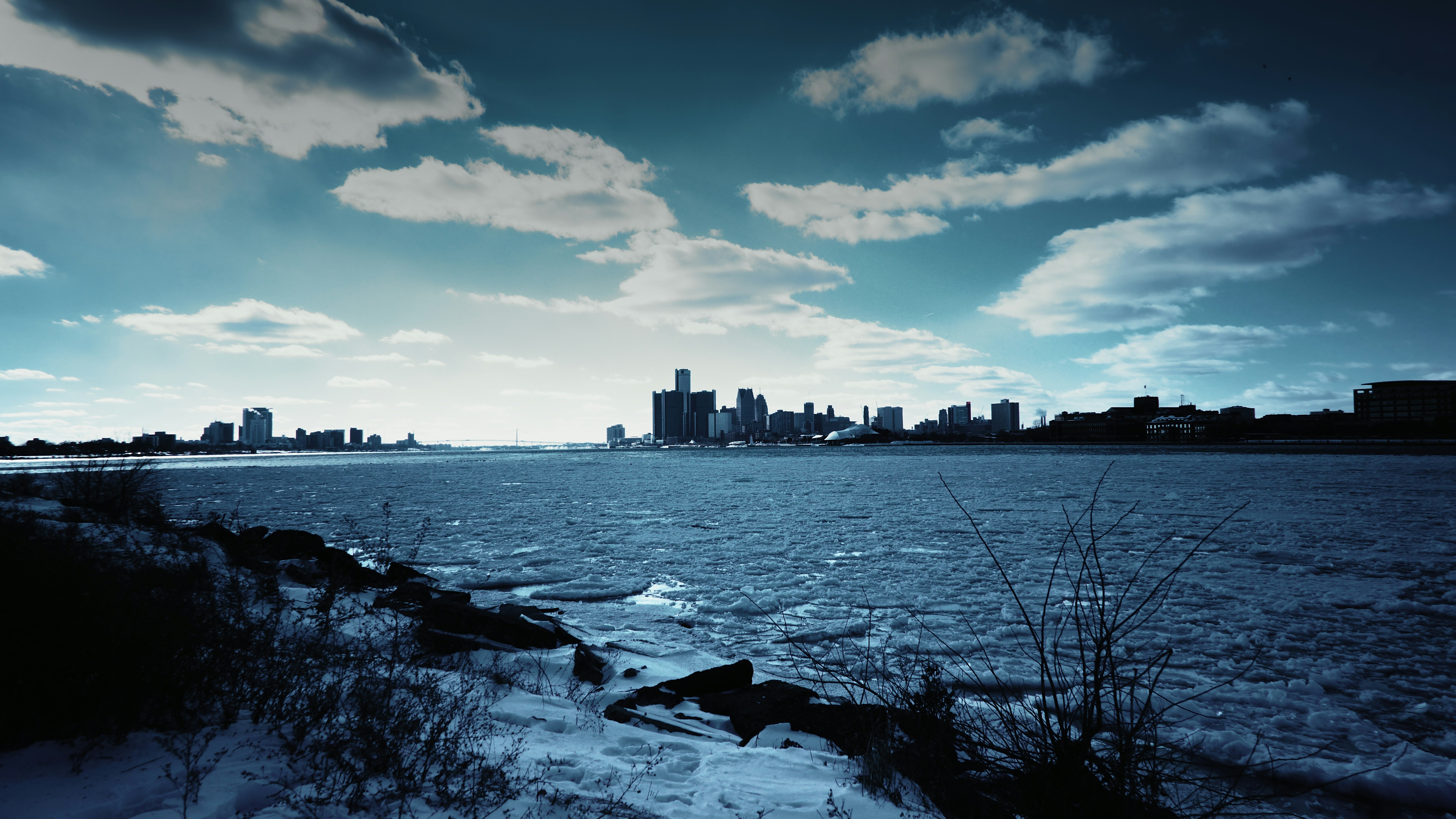 Coastal City Silhouette at Dusk