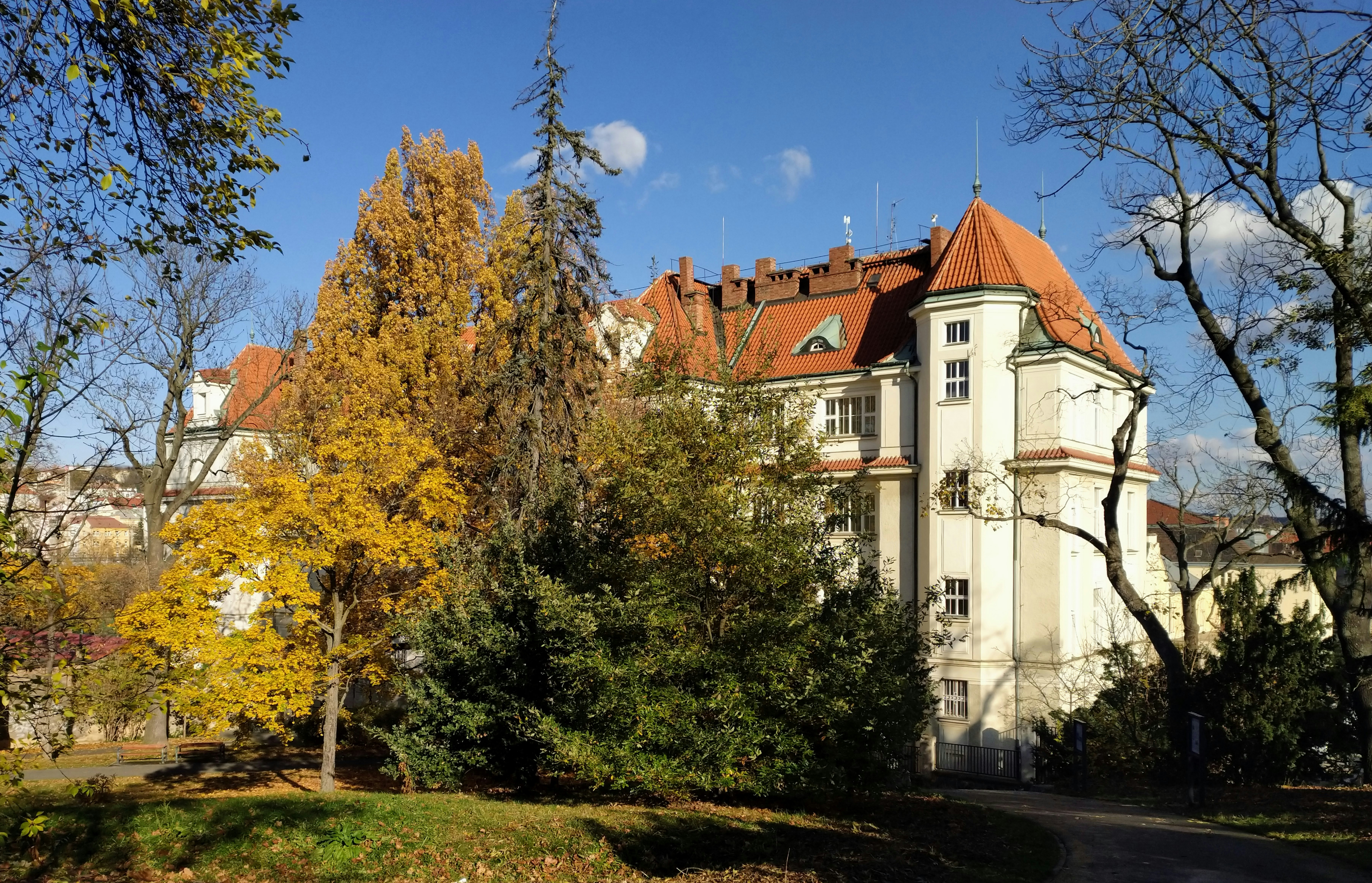 A large white building surrounded by trees and grass photo – Free ...