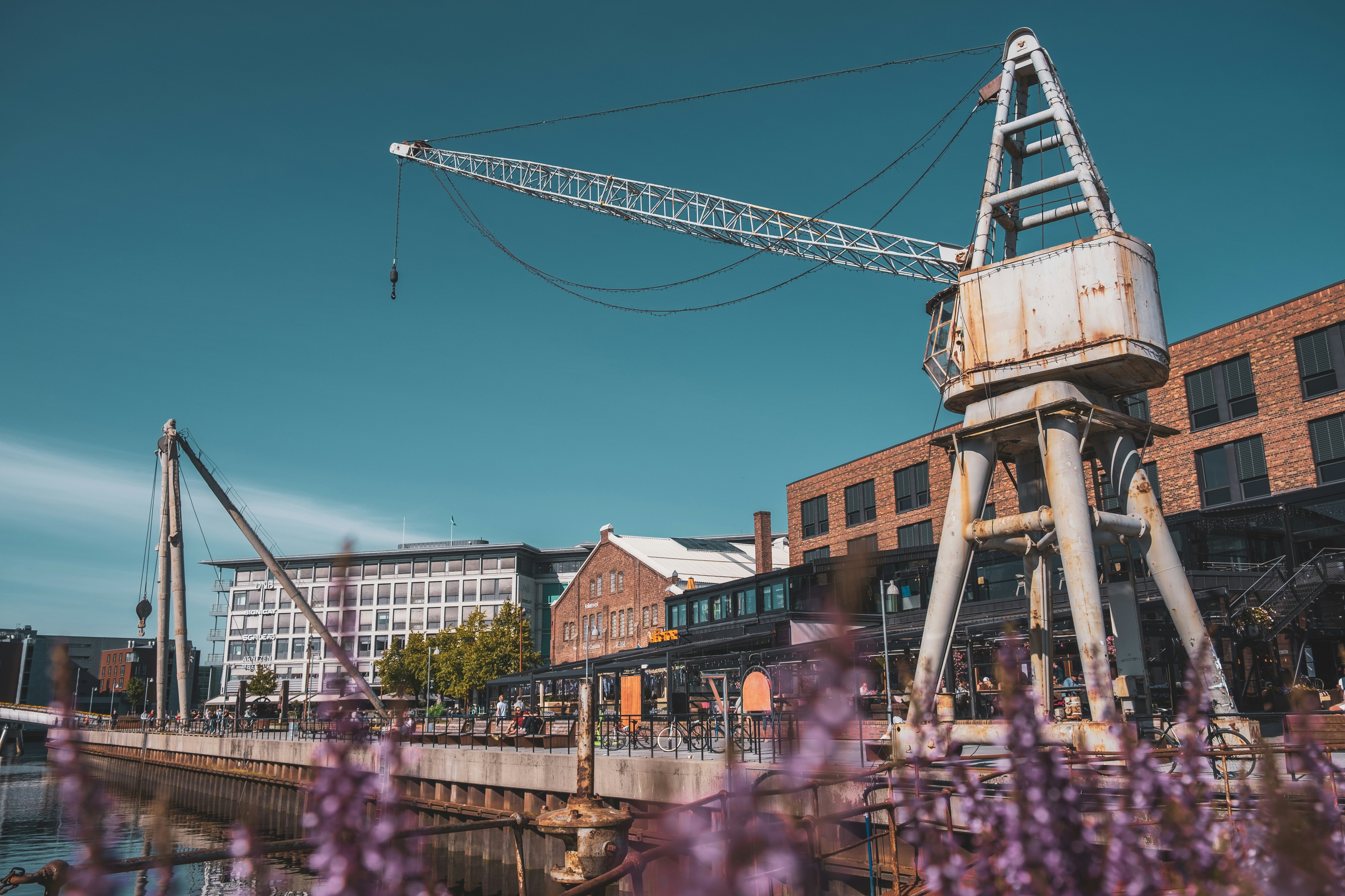 Old Harbor Crane and Brickwork by the Waterfront