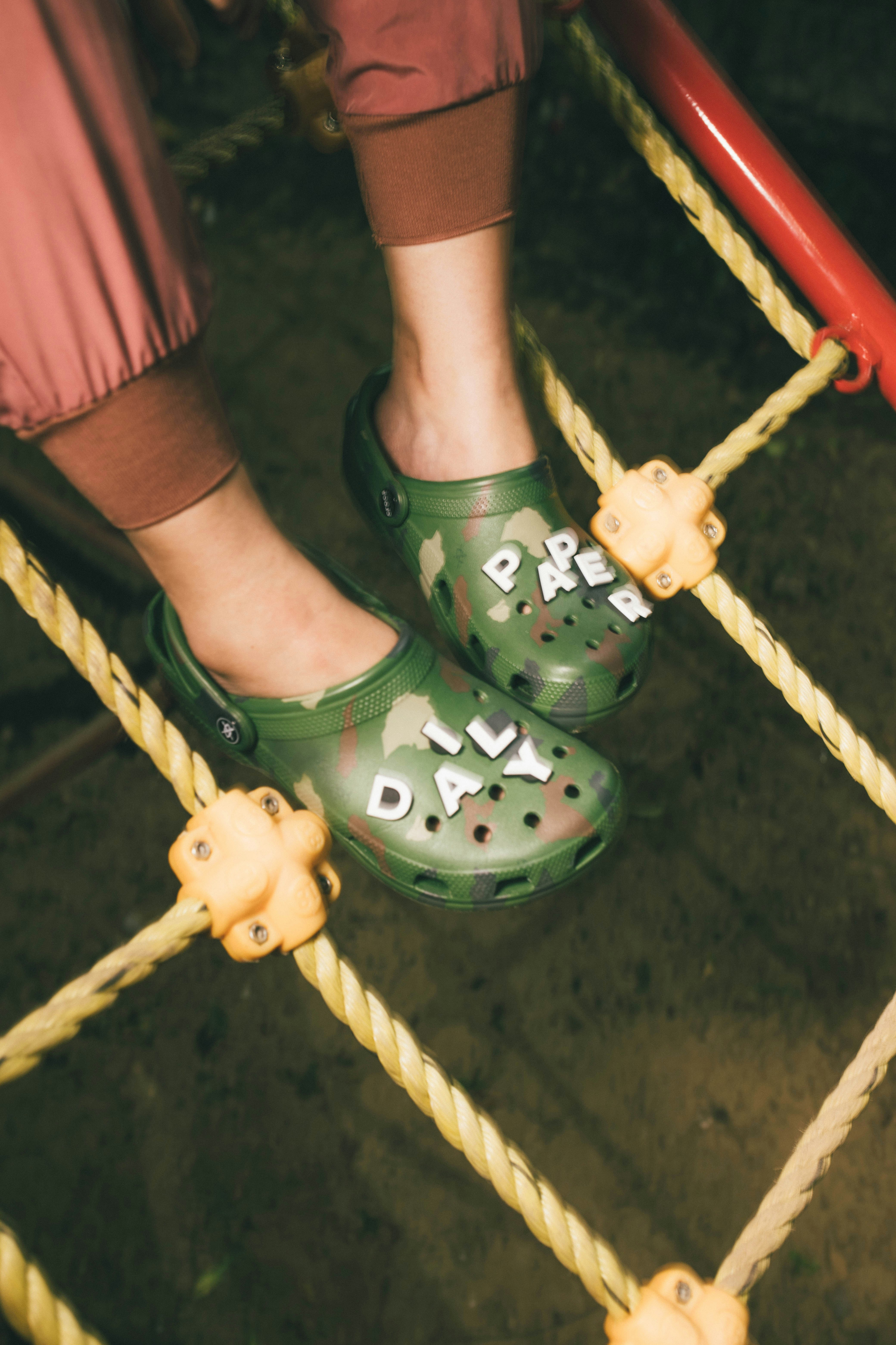 Green Crocs on a Rope Ladder: Small Feet, Big Playground Moment