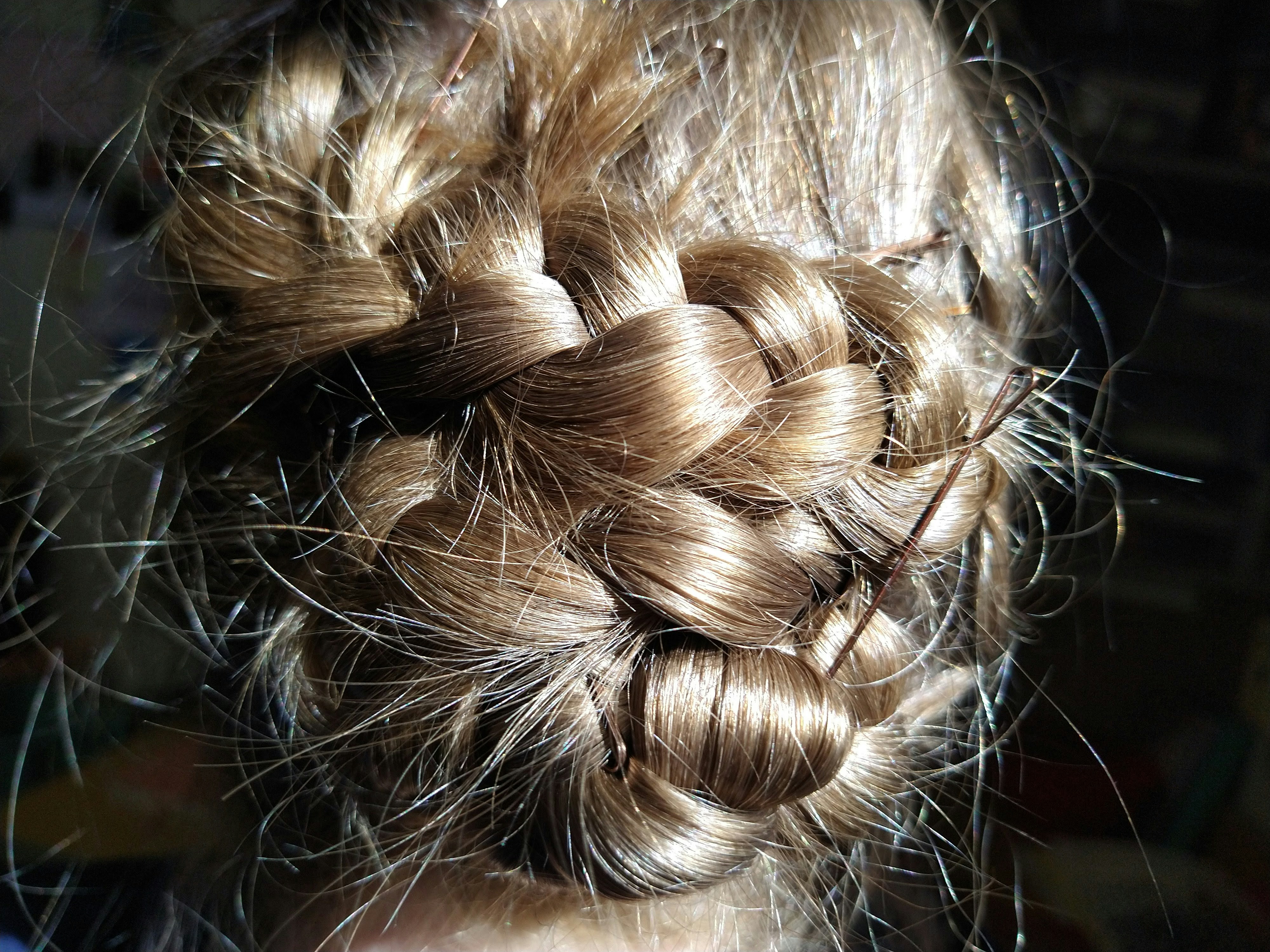 Braided Focus: Close-Up of a Sunlit Plait