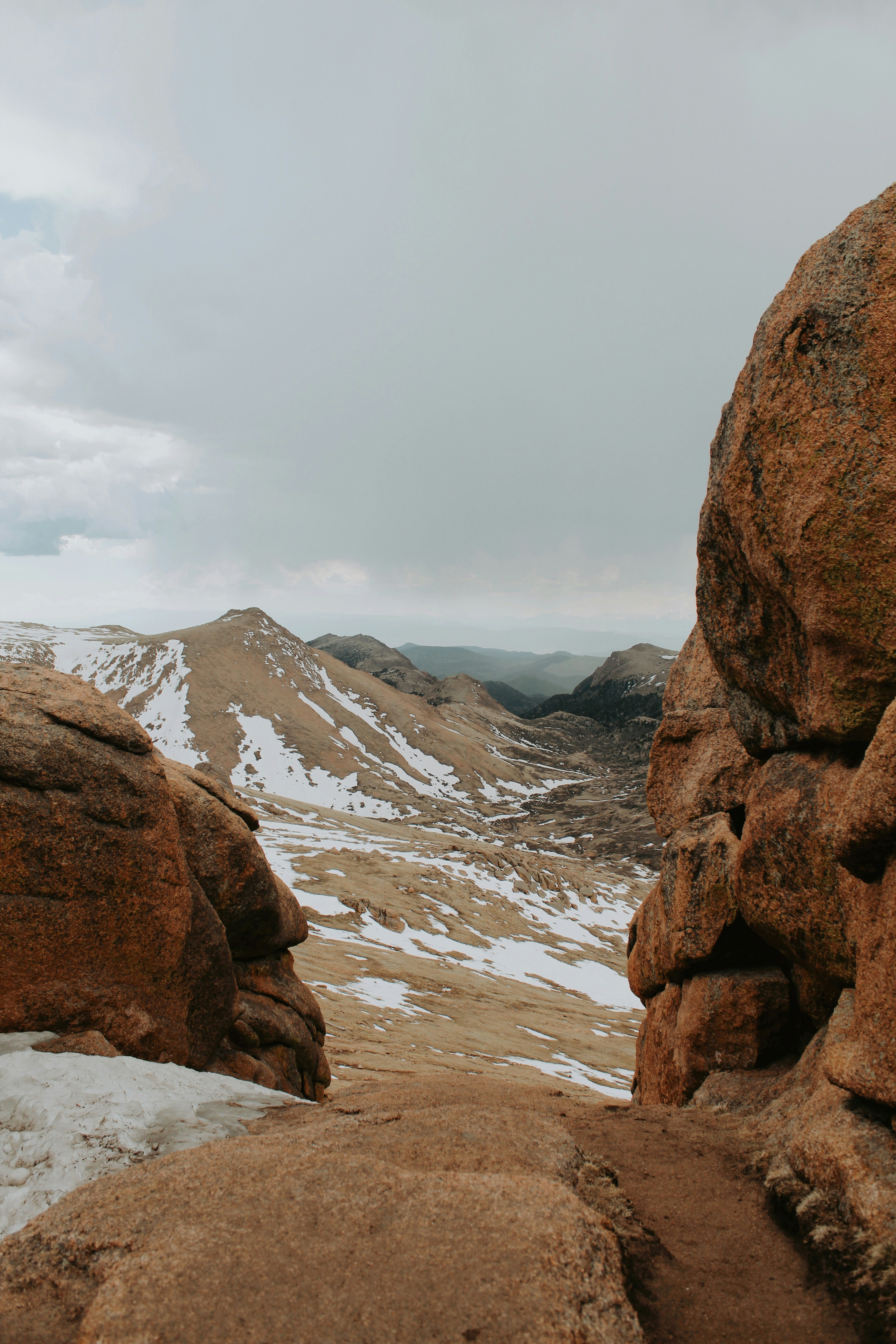 A rocky outcropping with snow on the ground photo – Free Pikes peak ...