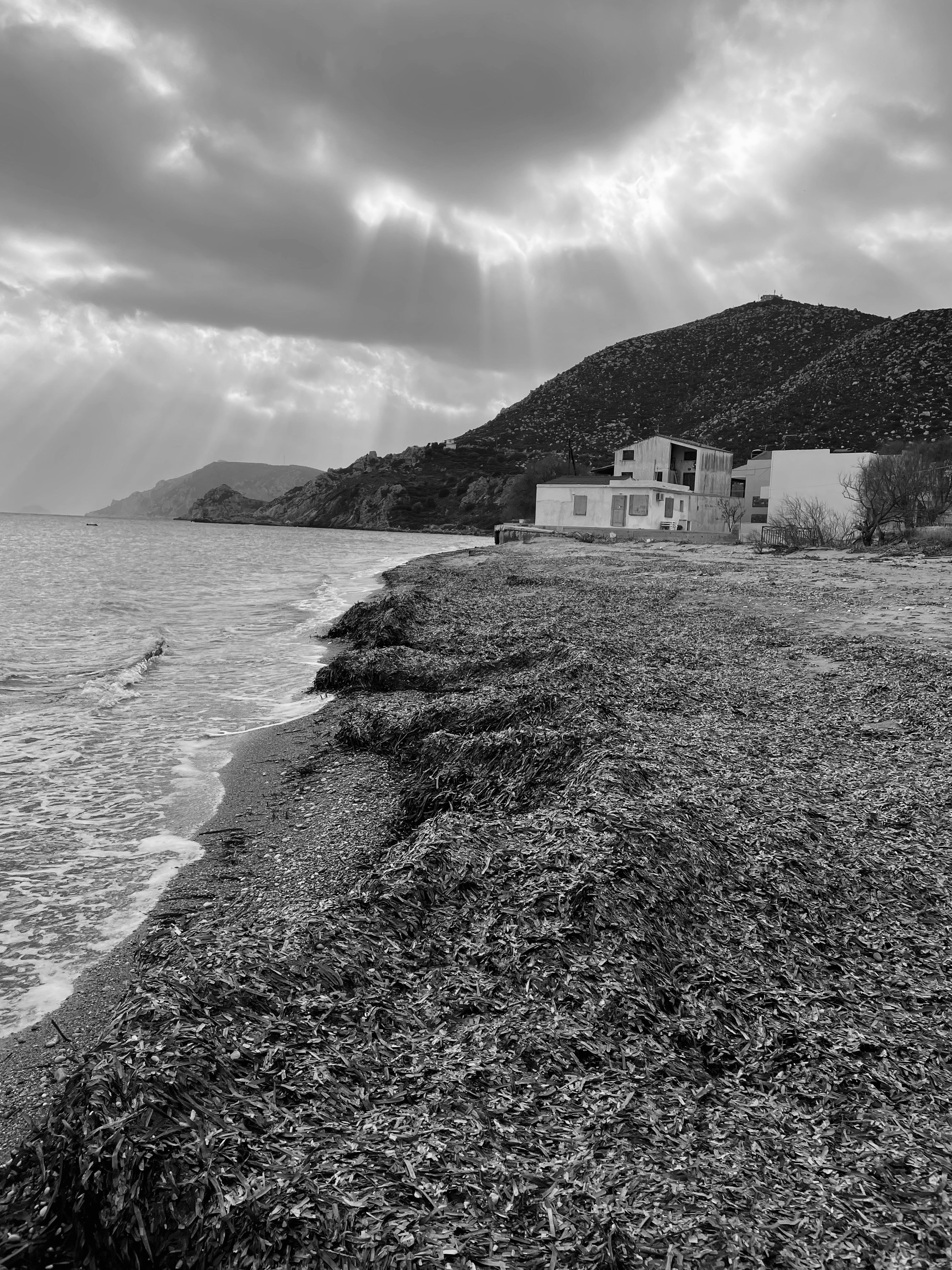 Sea Cliff House at Dusk: A Quiet Monochrome Shore