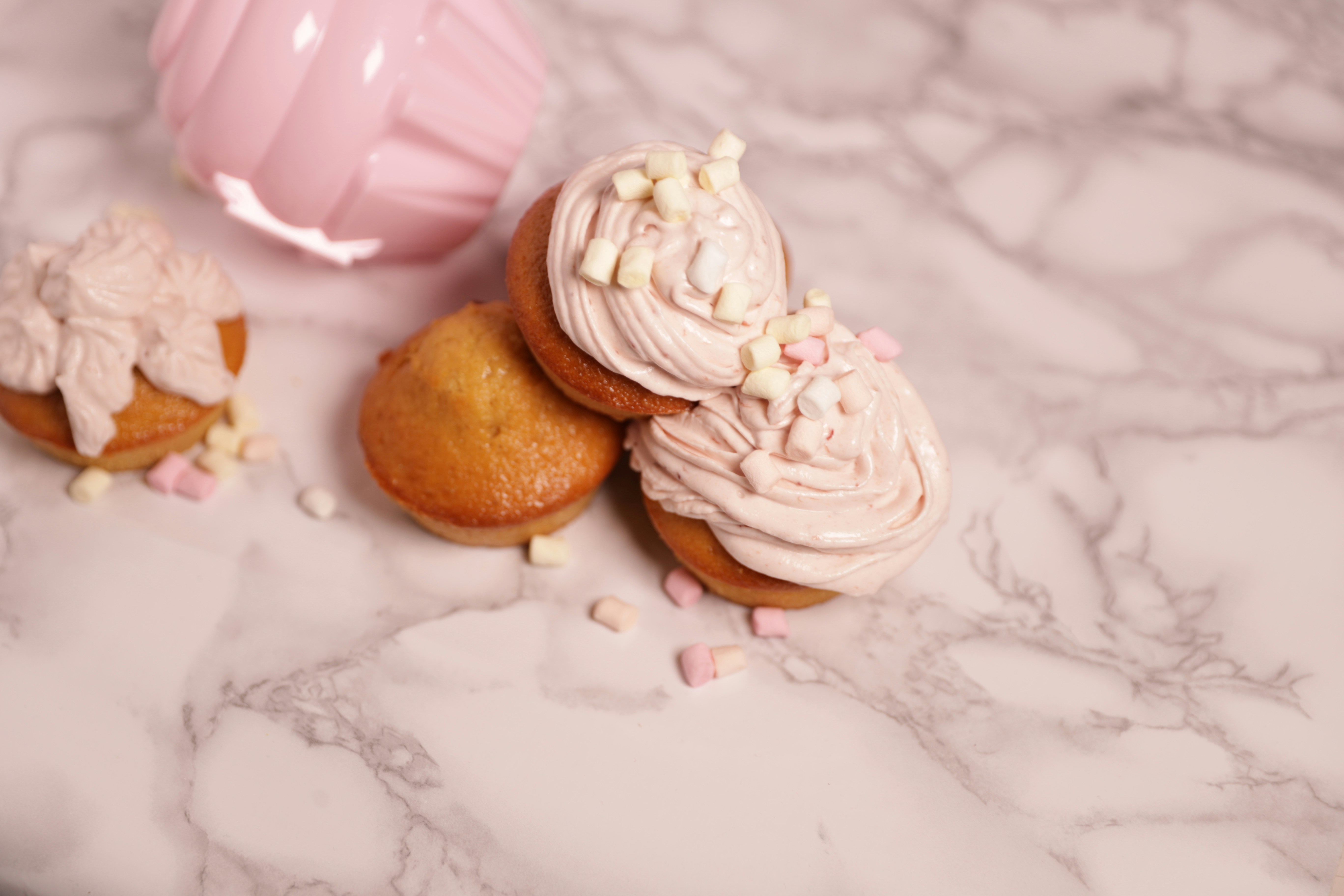 Pastel Macaron Duo on Veined Marble