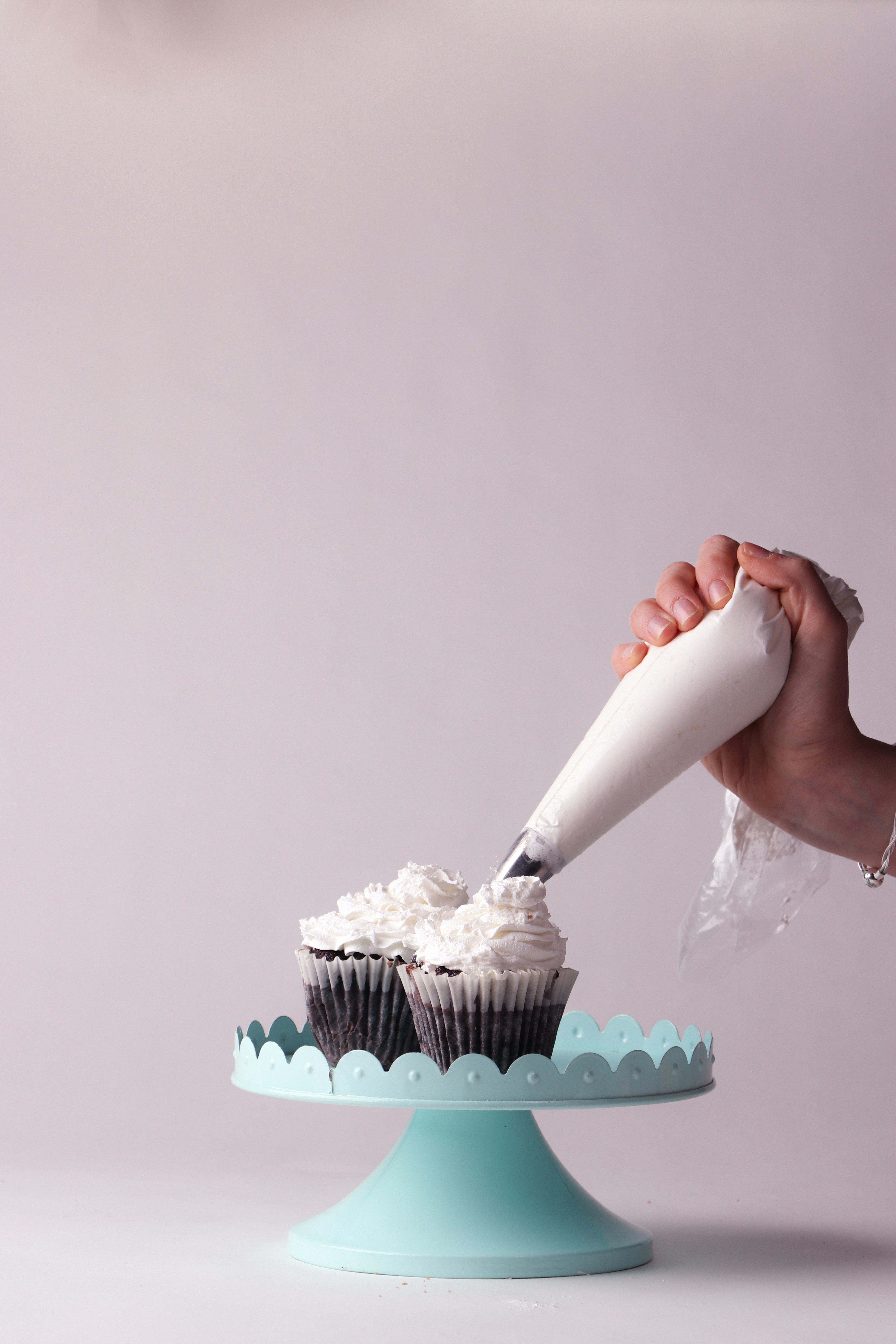 Pastel Confections: Hand-Piped Clouds Over a Mint Cake Stand