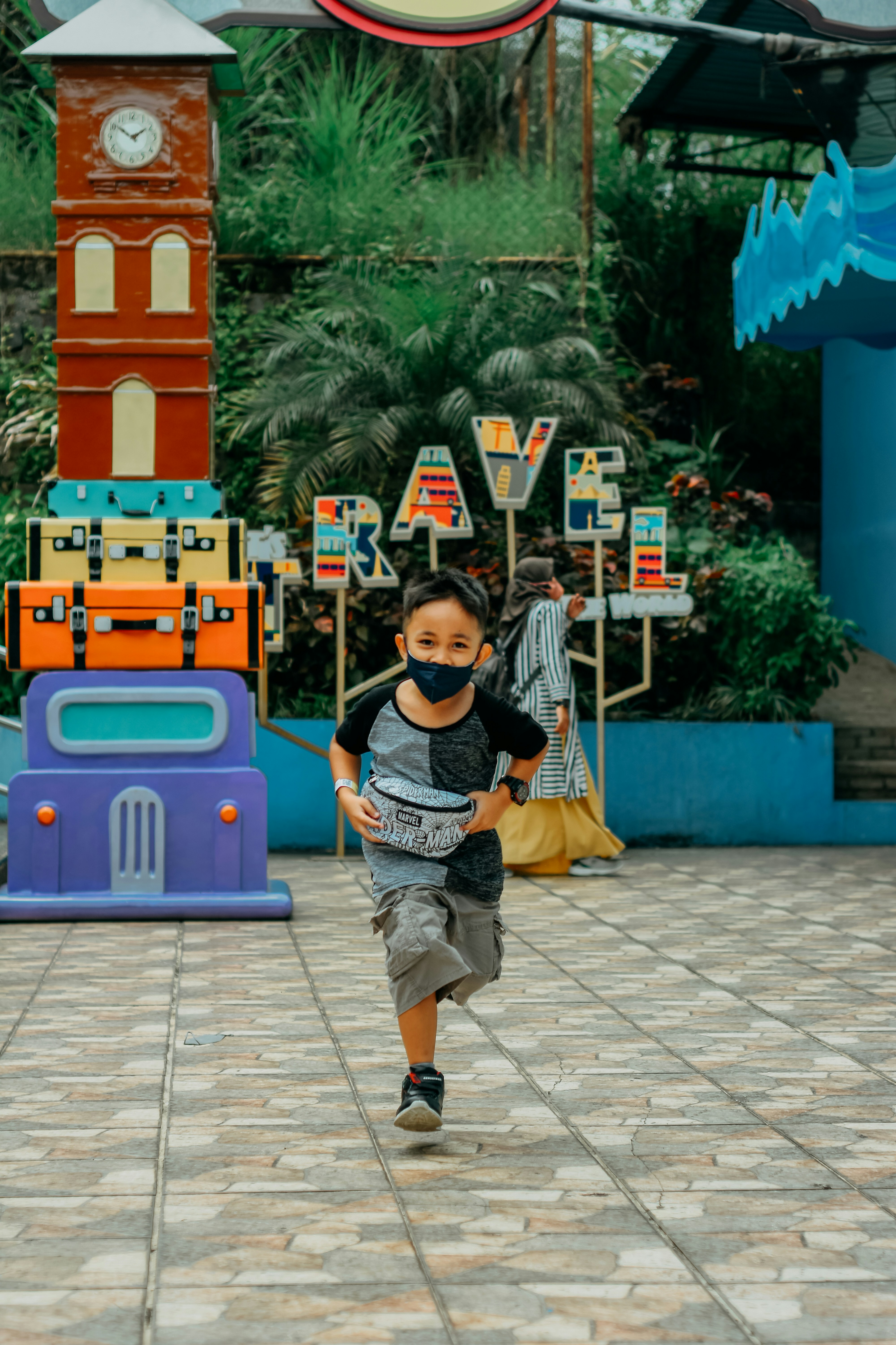 A Petite Runner in a Colorful Playground Escape