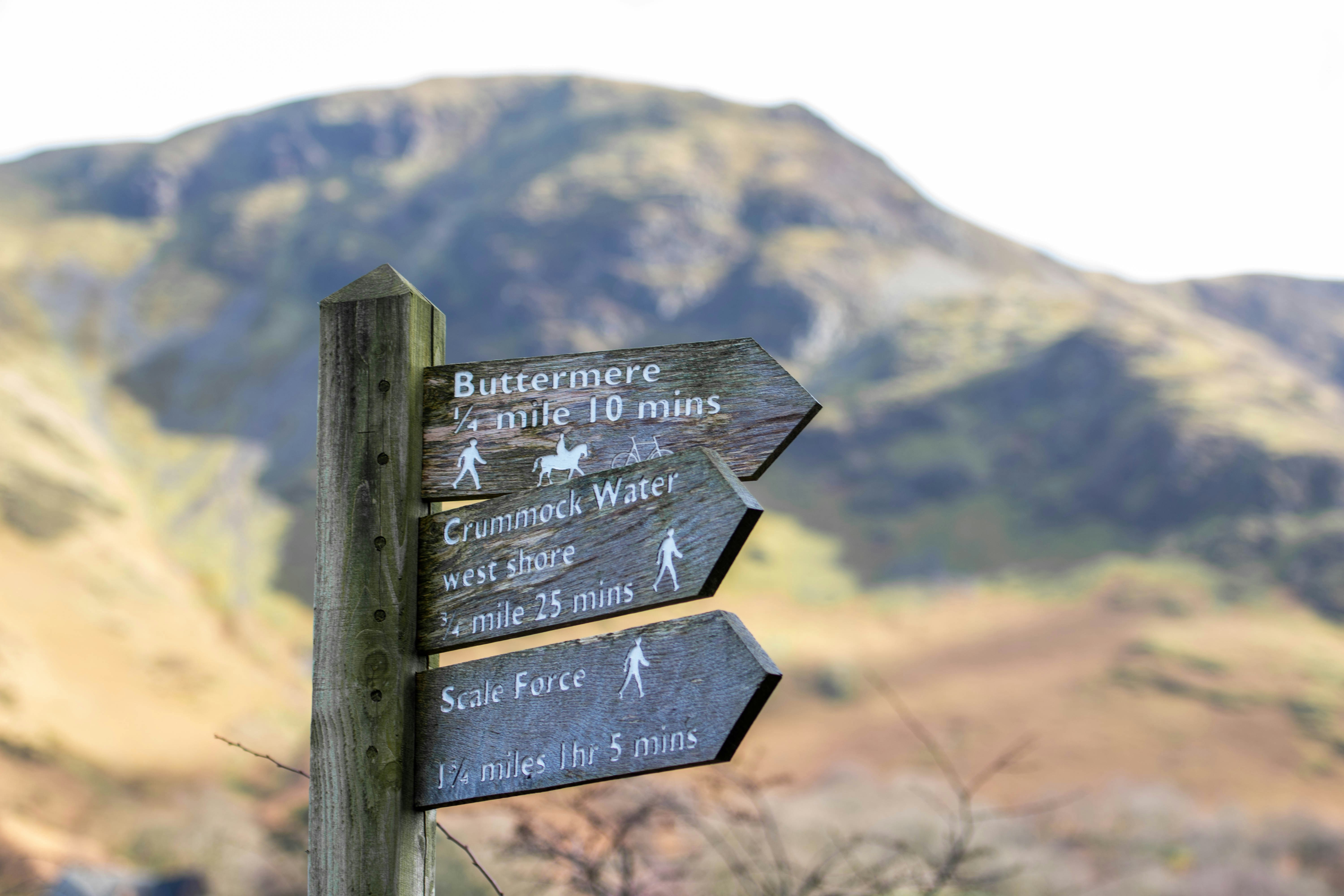 Trail Signpost in a Highland Landscape