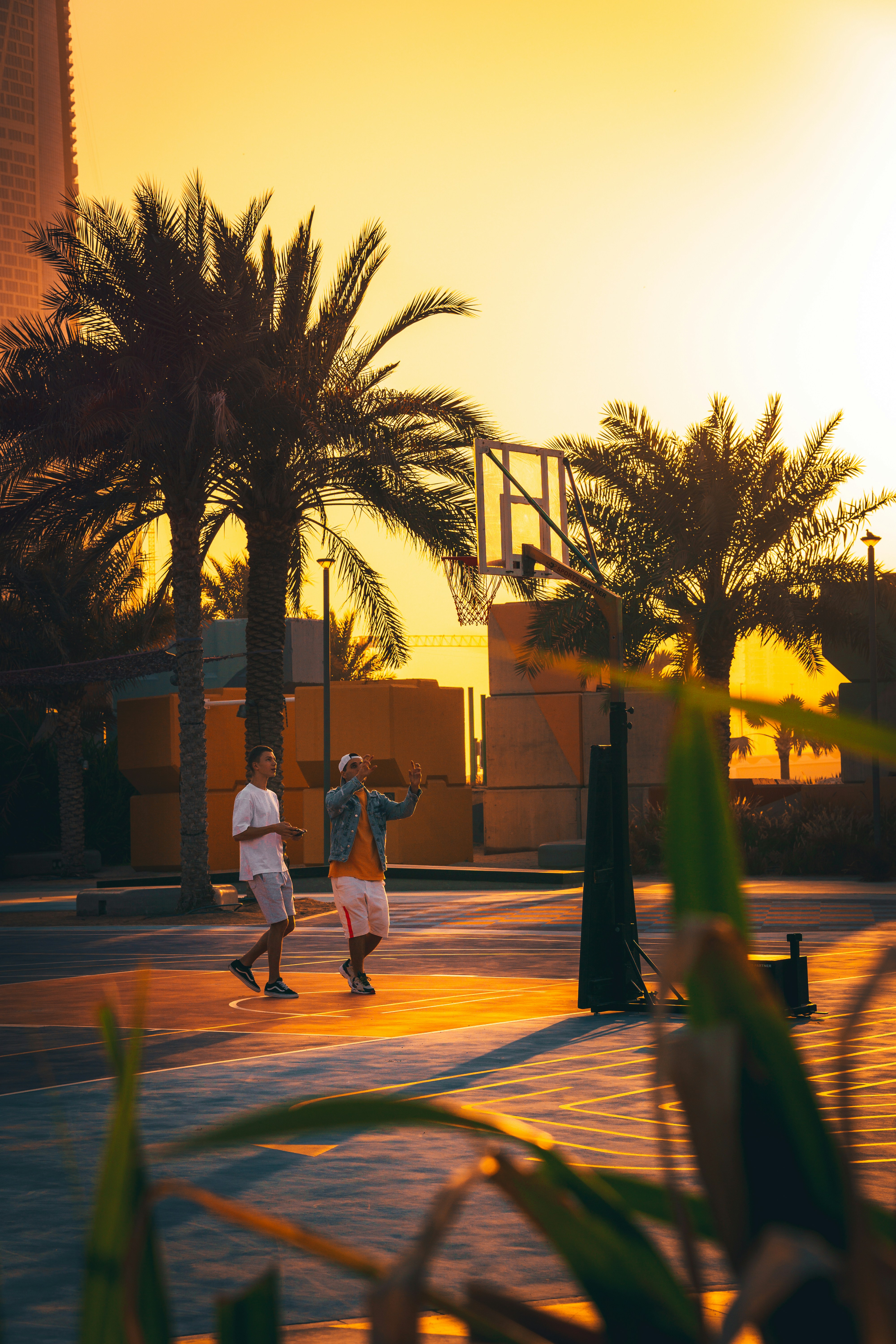 Golden Hour Hoop: Friends on the Court