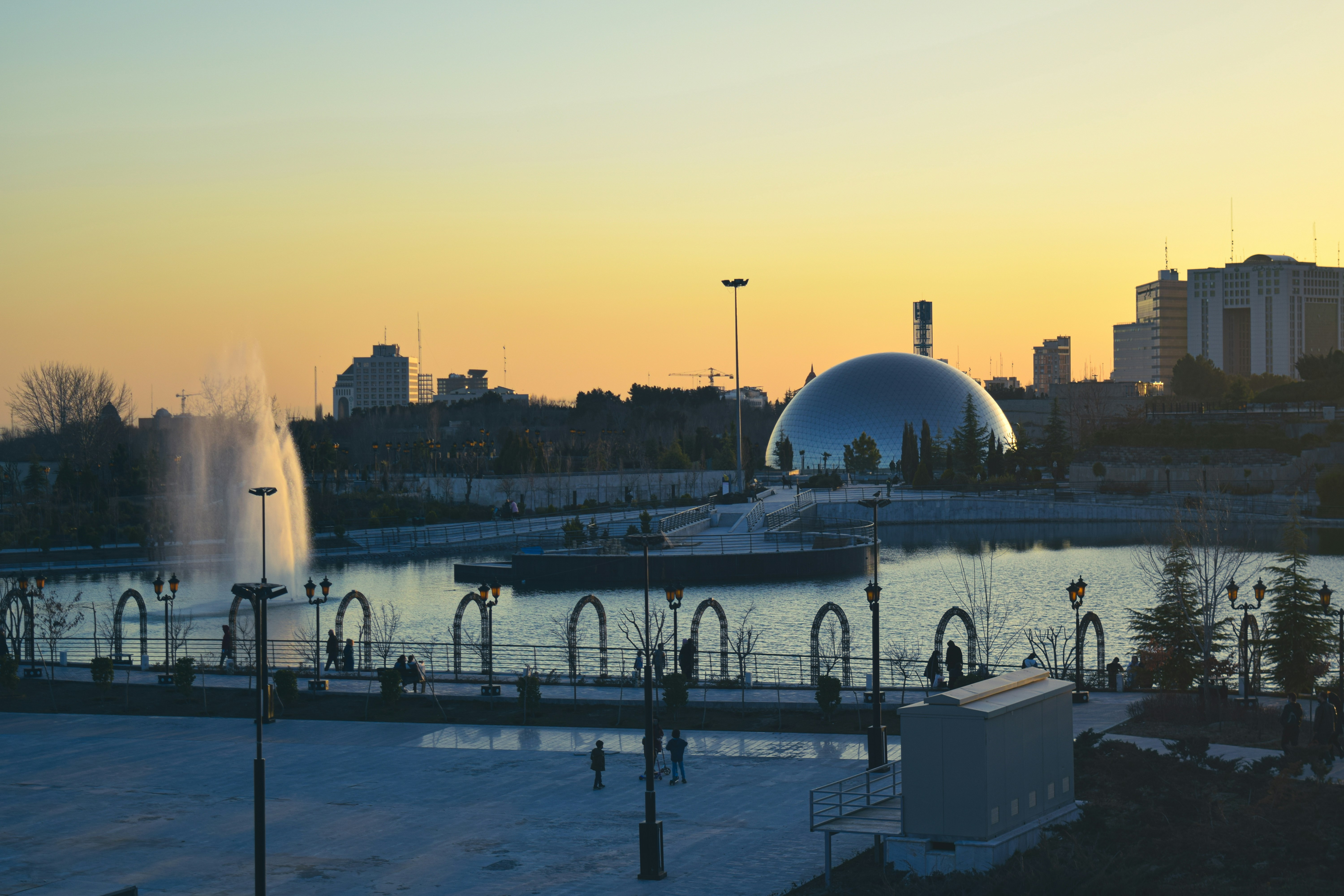 Dusk Over the Frosted Waterfront: The Dome by the Riverfront