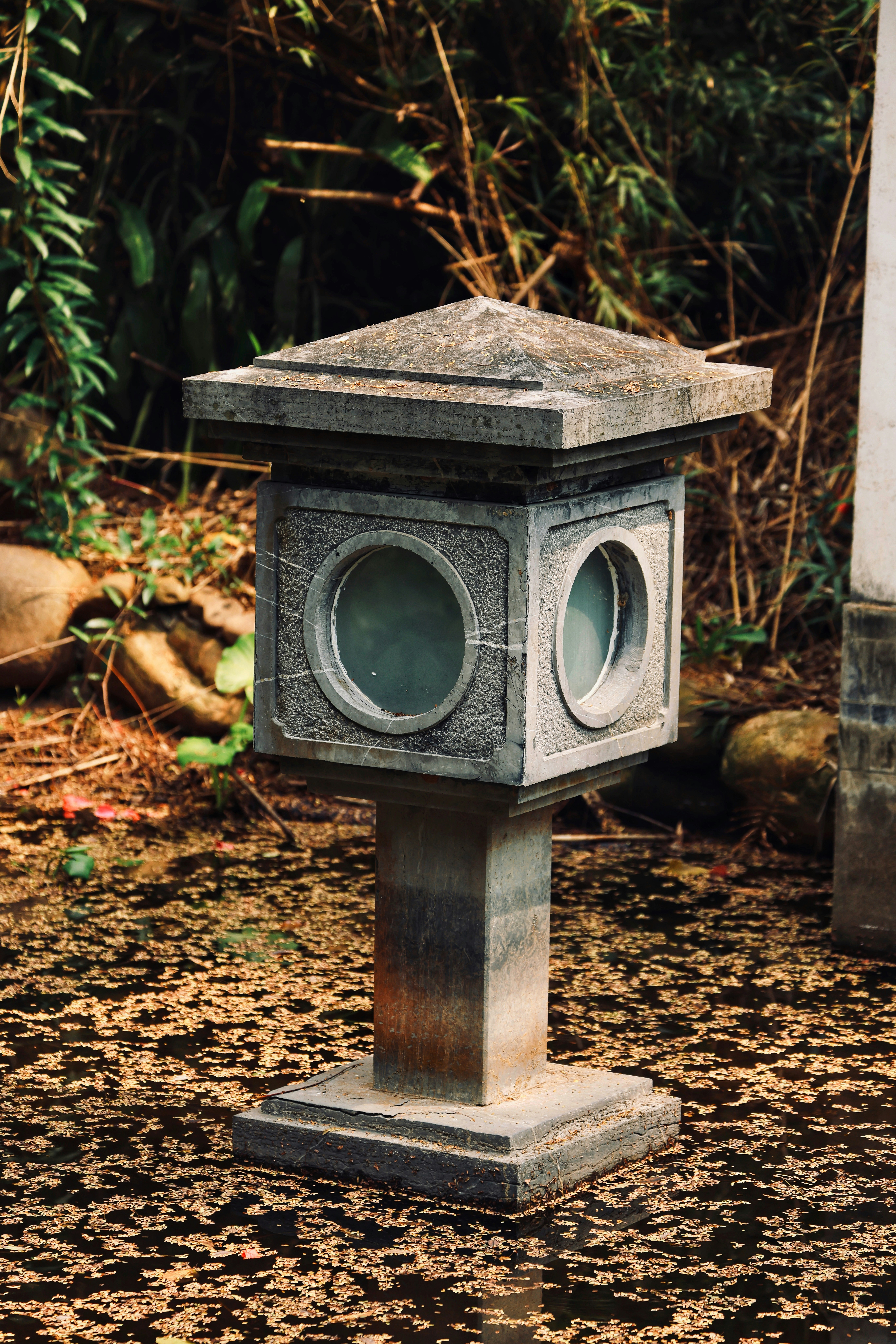 Stone Lantern in a Quiet Pond Garden