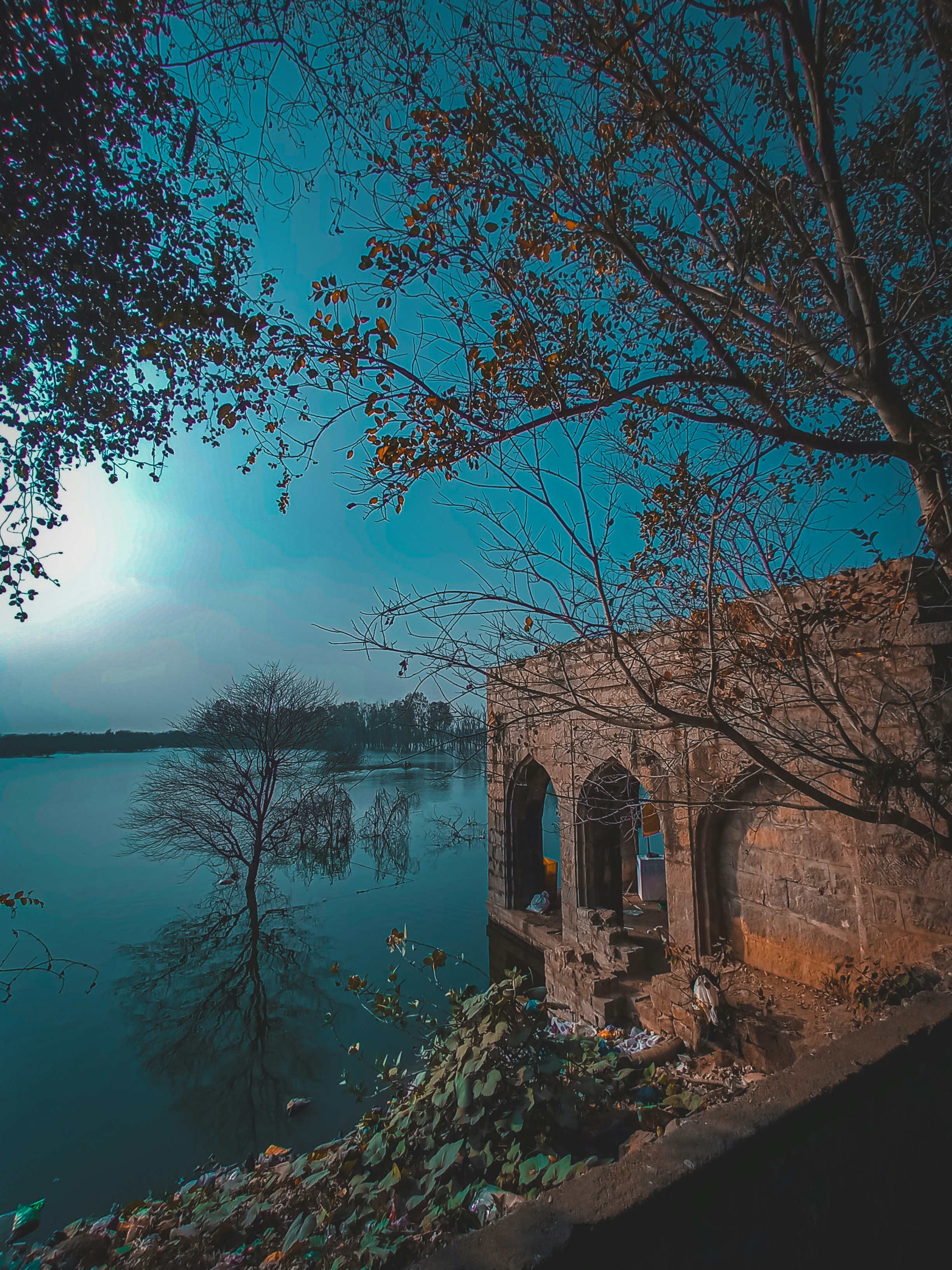 A view of a body of water at night photo – Free Injapur lake Image on ...