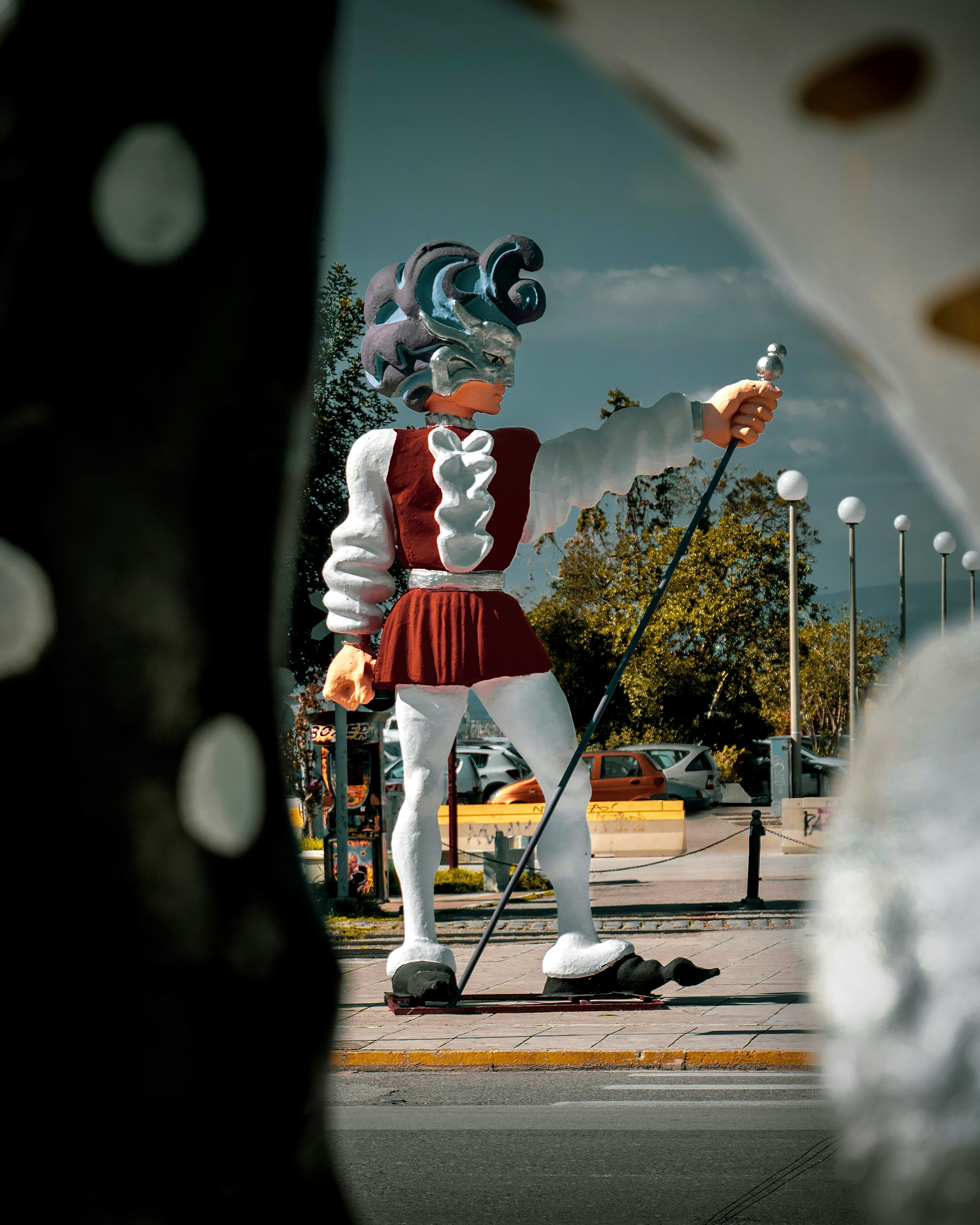 Marionette Knight in a Sunlit Plaza