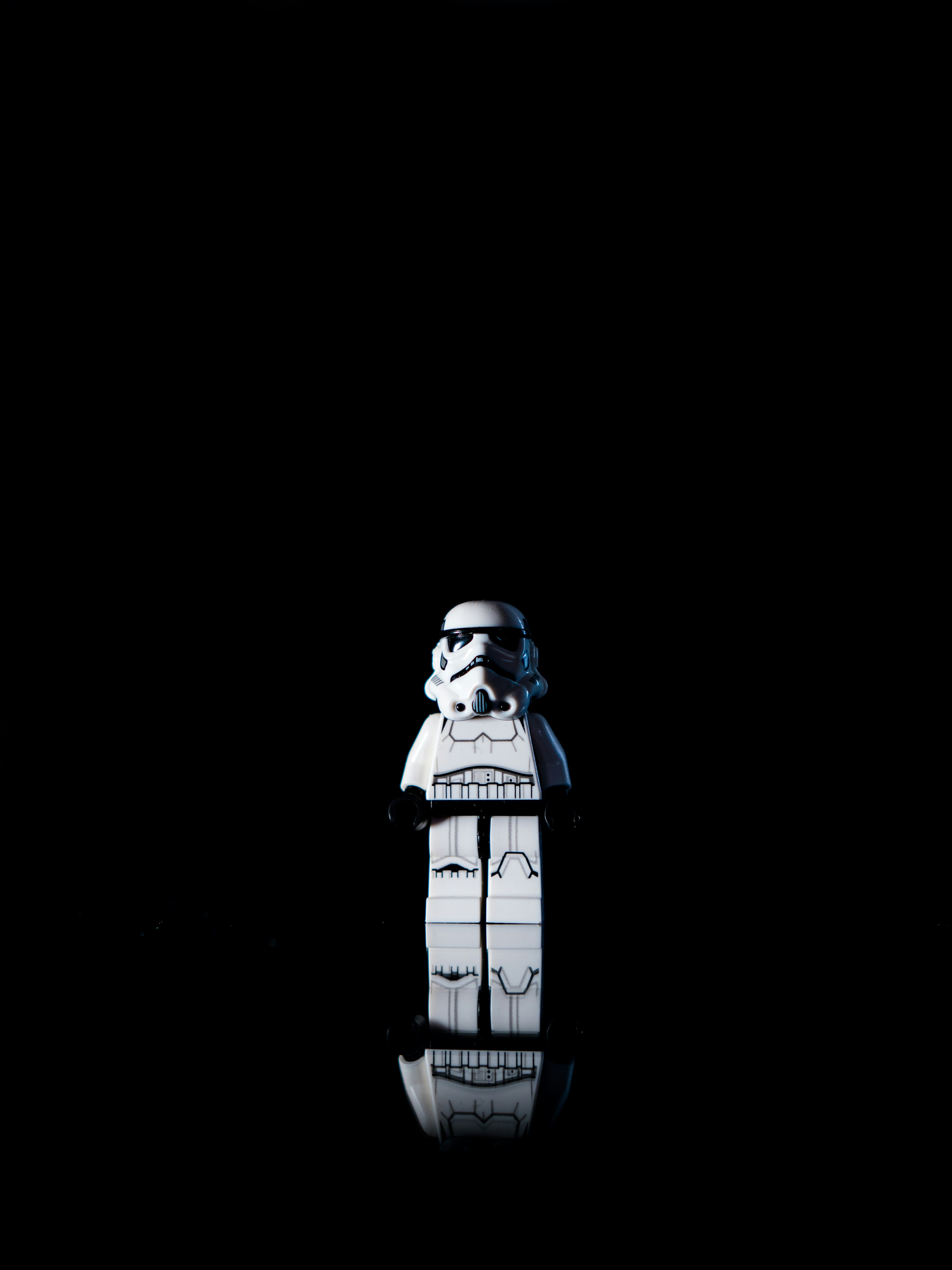 Lone Stormtrooper on a Mirror-Black Stage