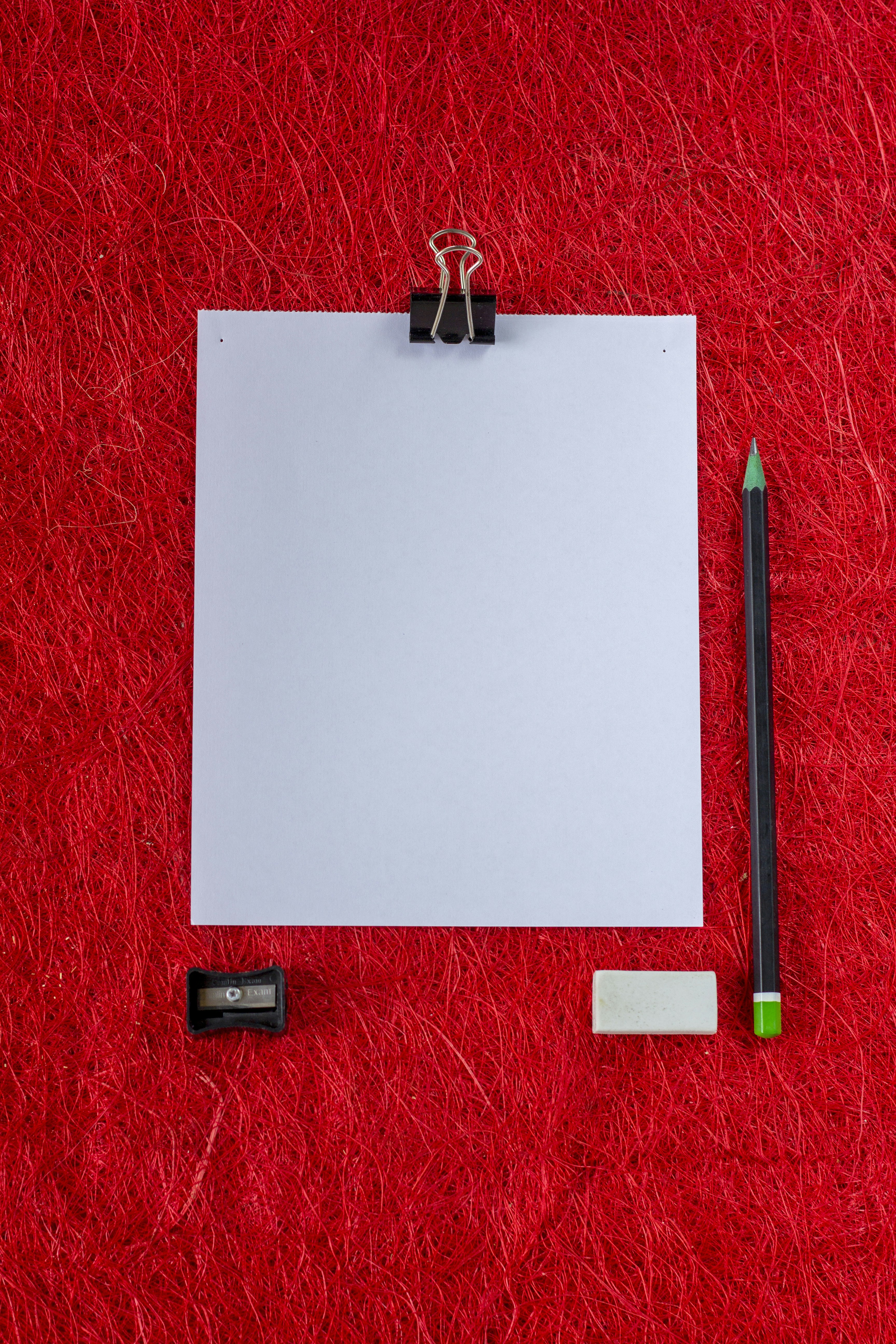 A piece of paper, pencil and eraser on a red carpet photo – Free Blue ...