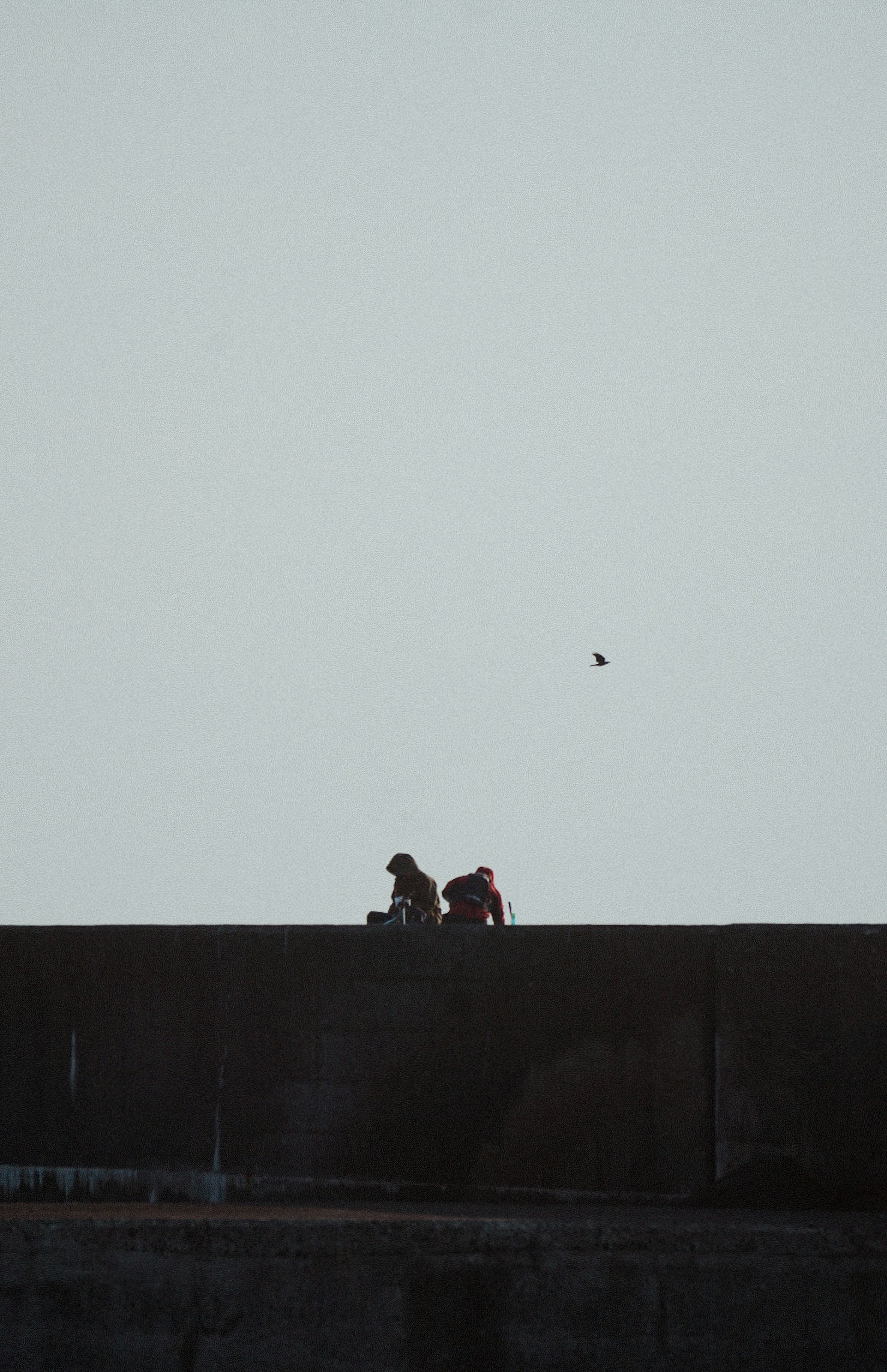Edge of Quiet: Two Silhouettes on a Seawall