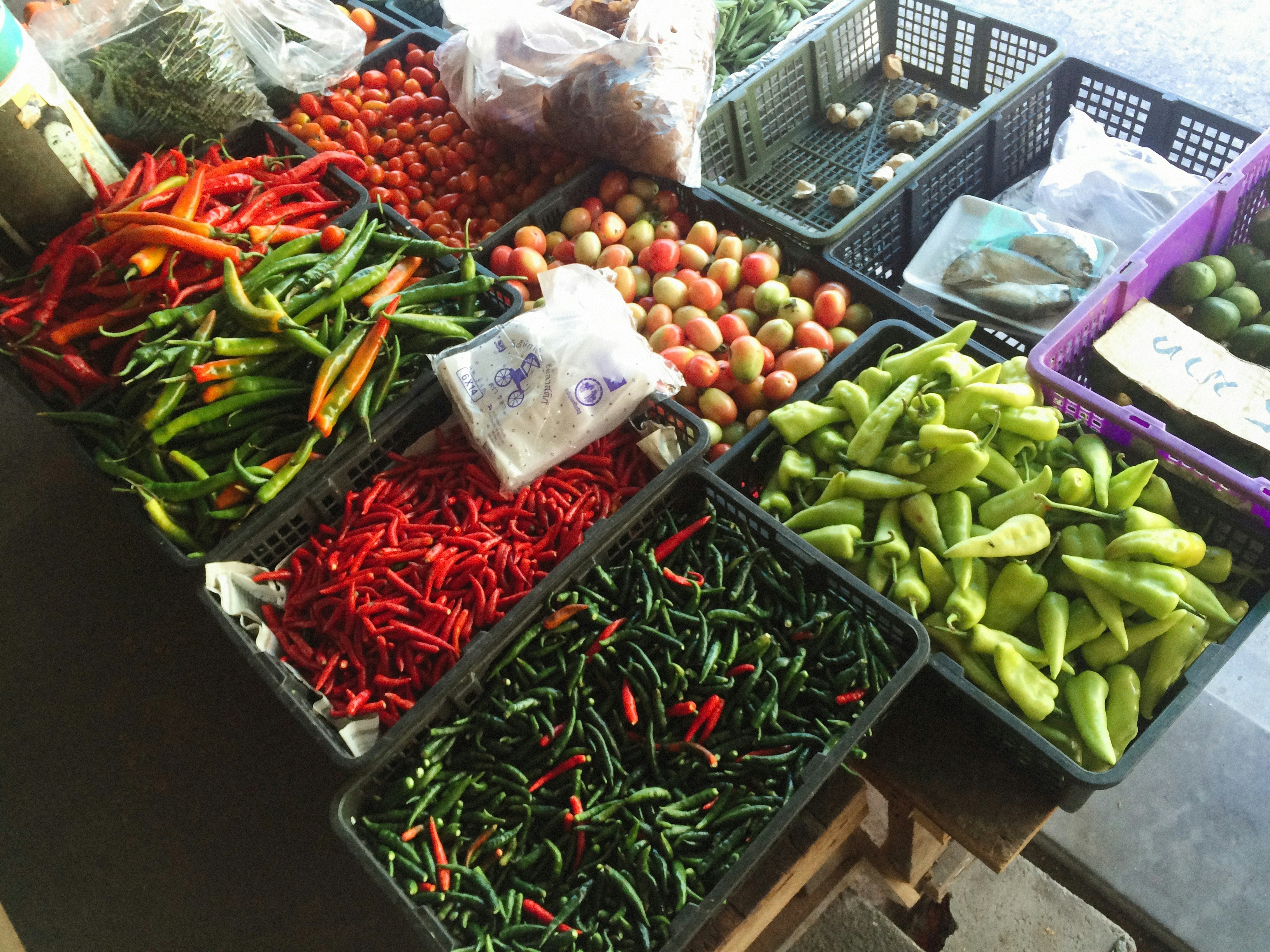 Colorful Chili Bounty at a Market Stall