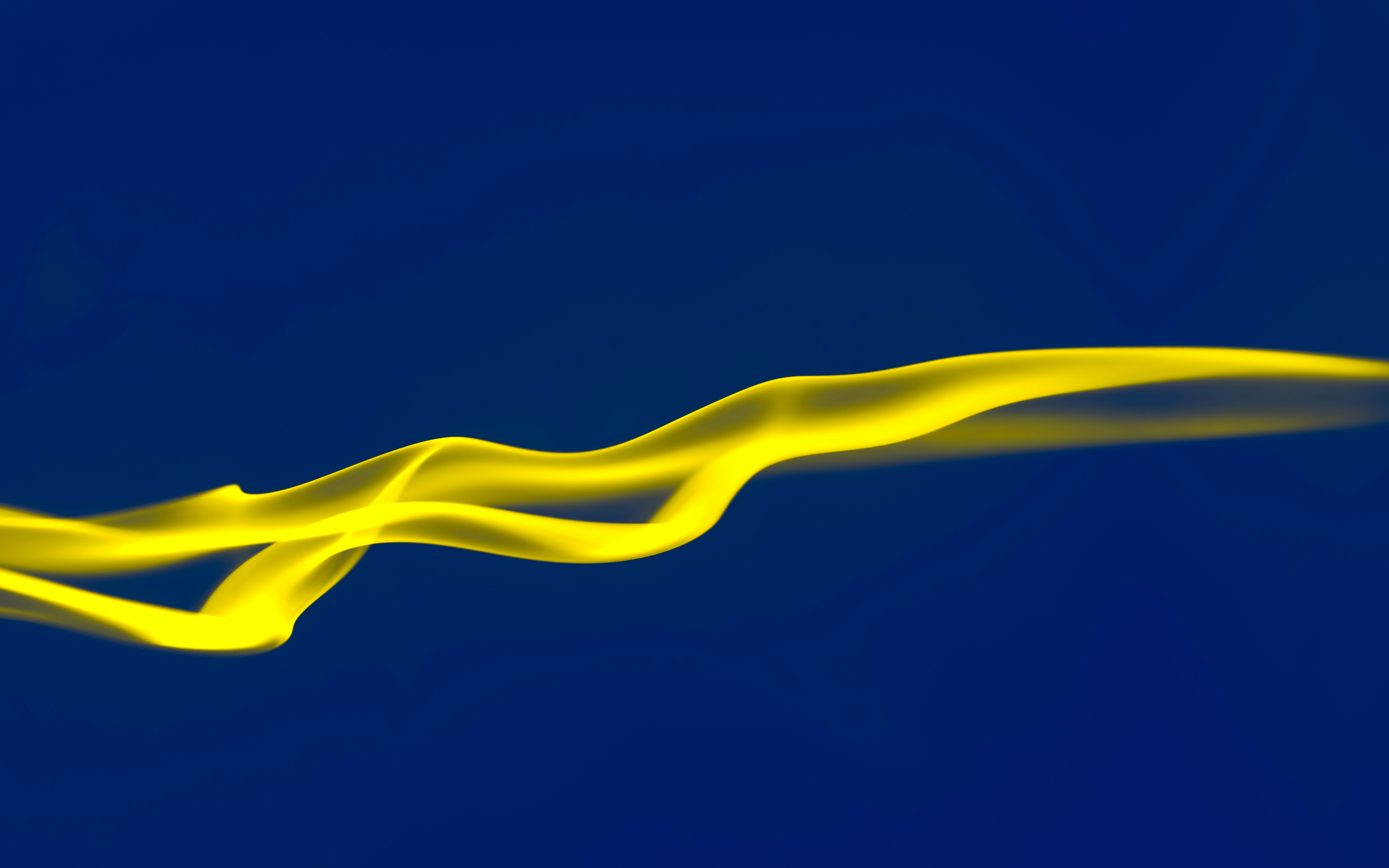 Neon Yellow Ribbon Traversing a Deep Navy Backdrop