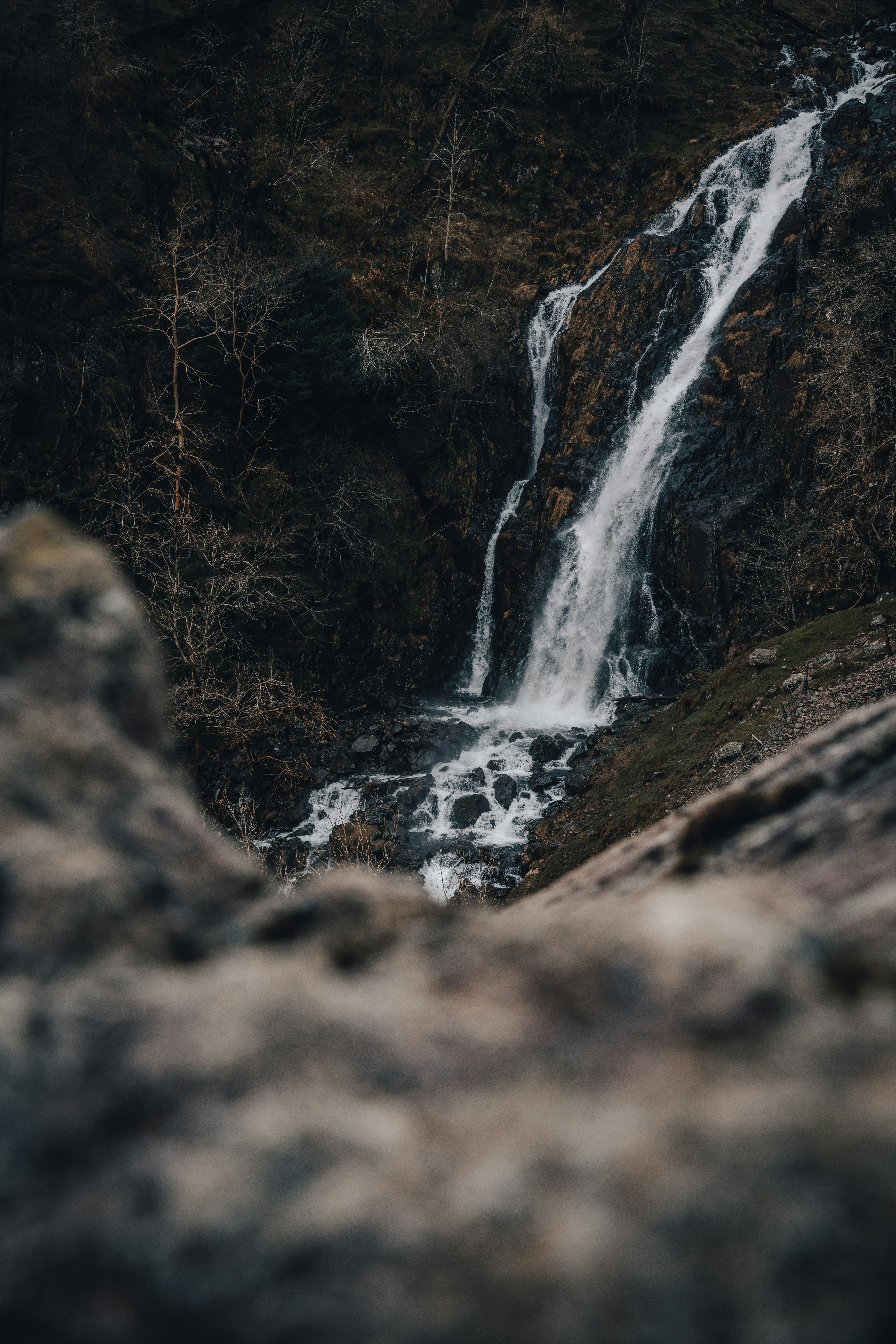 A small waterfall in the middle of a forest photo – Free Great gable ...