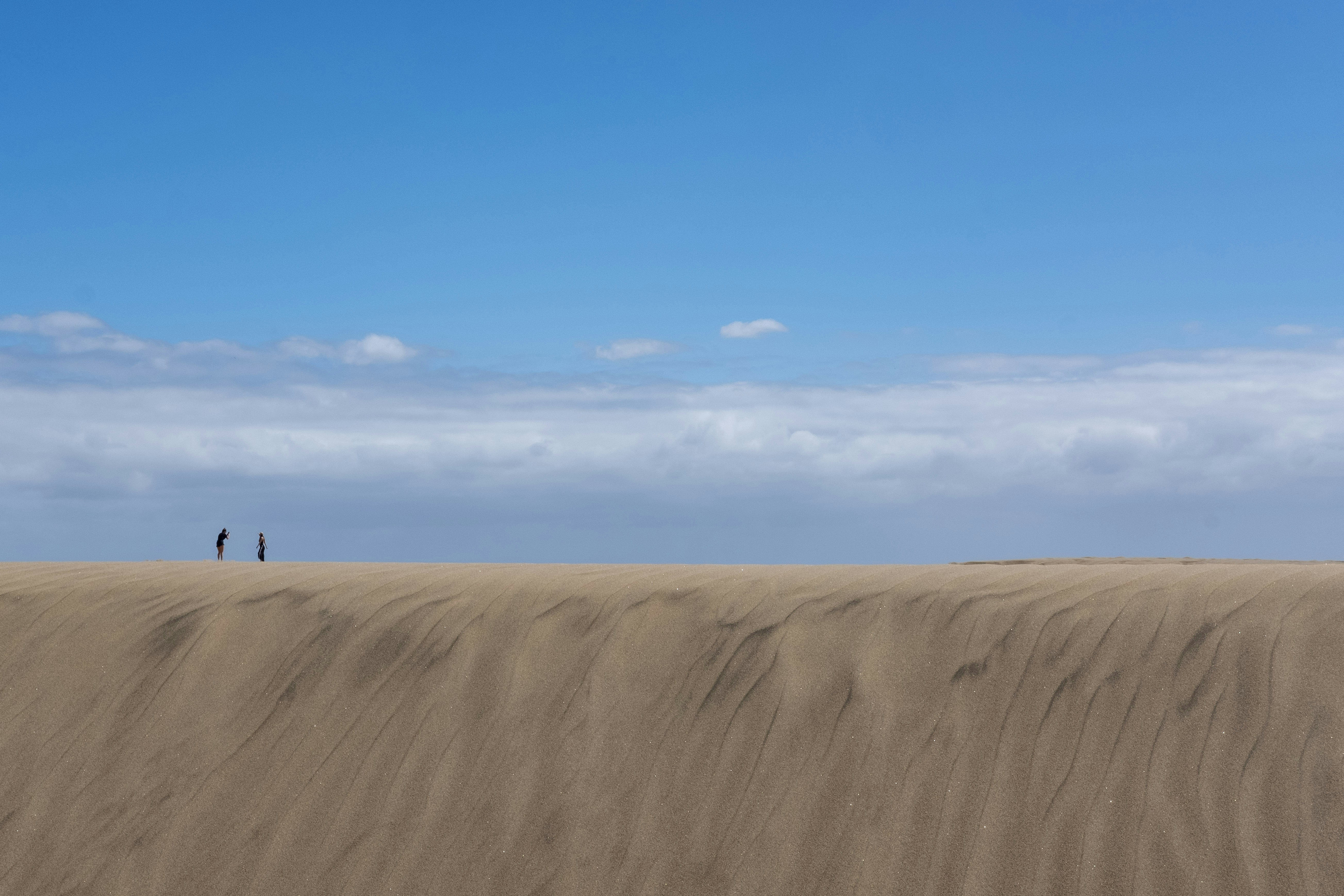 Quiet Mirage: Two Figures on a Dune's Crest