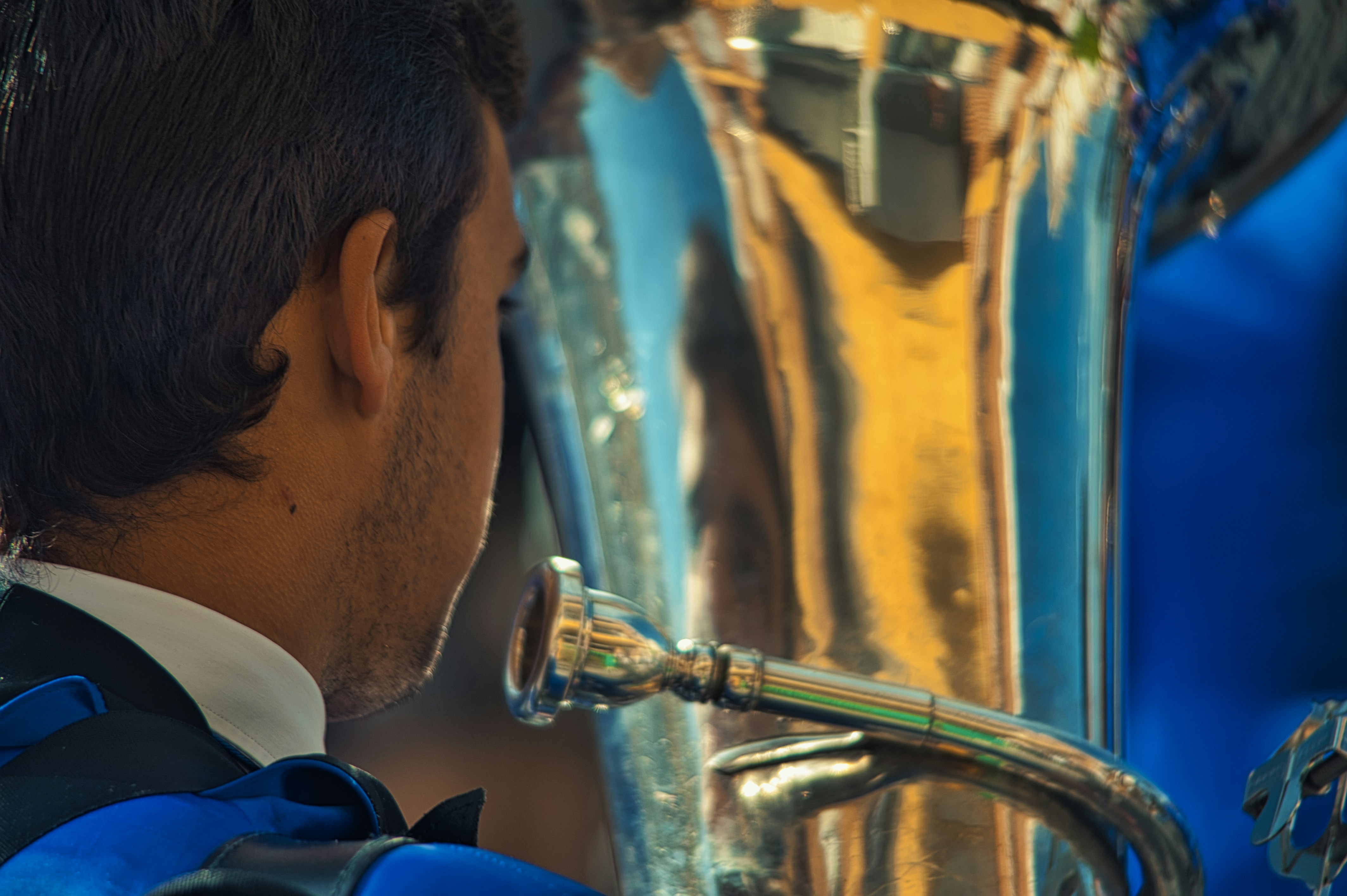 Intimate Focus on a Brass Mouthpiece