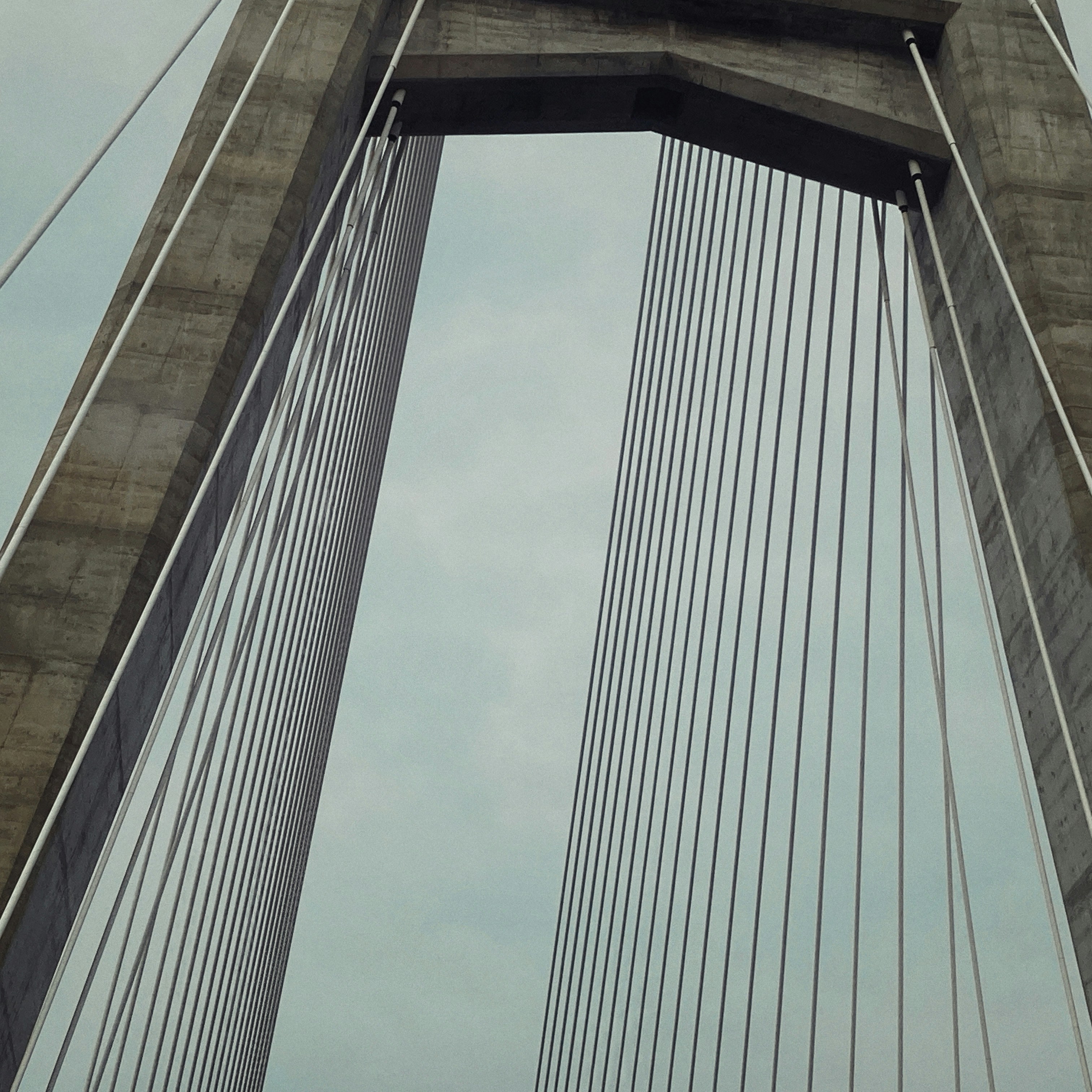 a view of the top of a tall bridge
