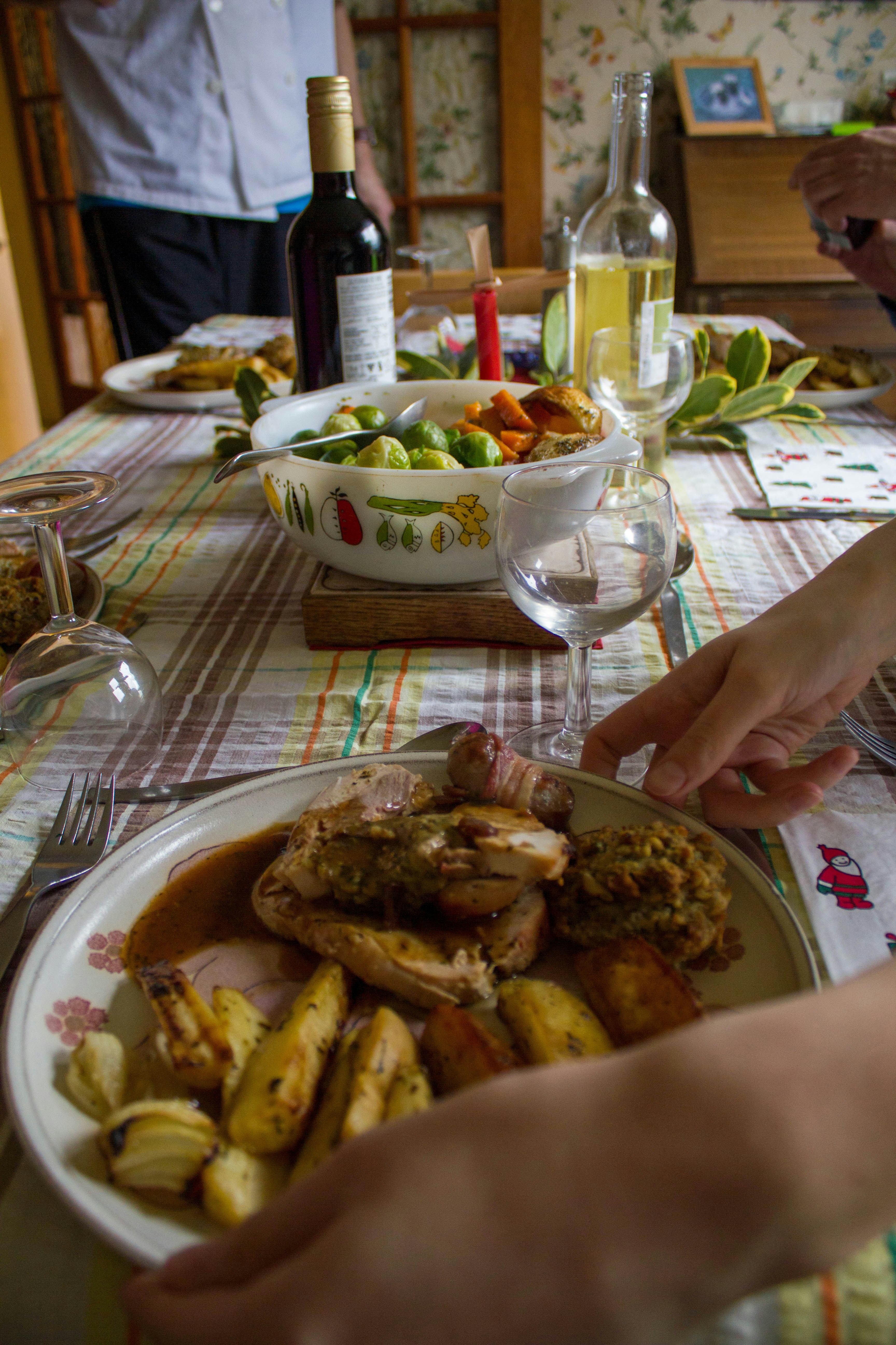 Harvest Feast on a Sunlit Tablescape
