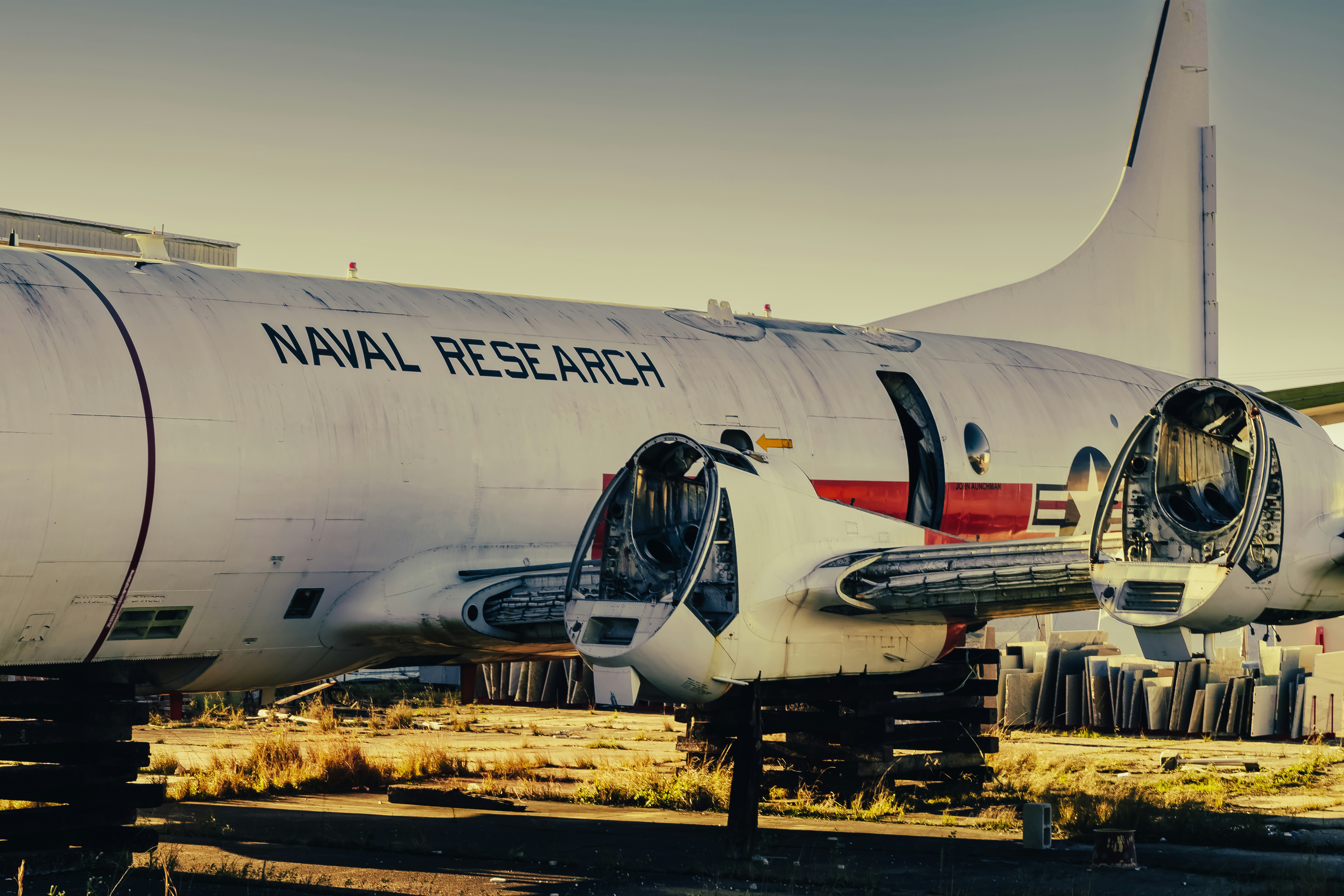 Deserted Naval Research Jet Resting Under a Quiet Sky