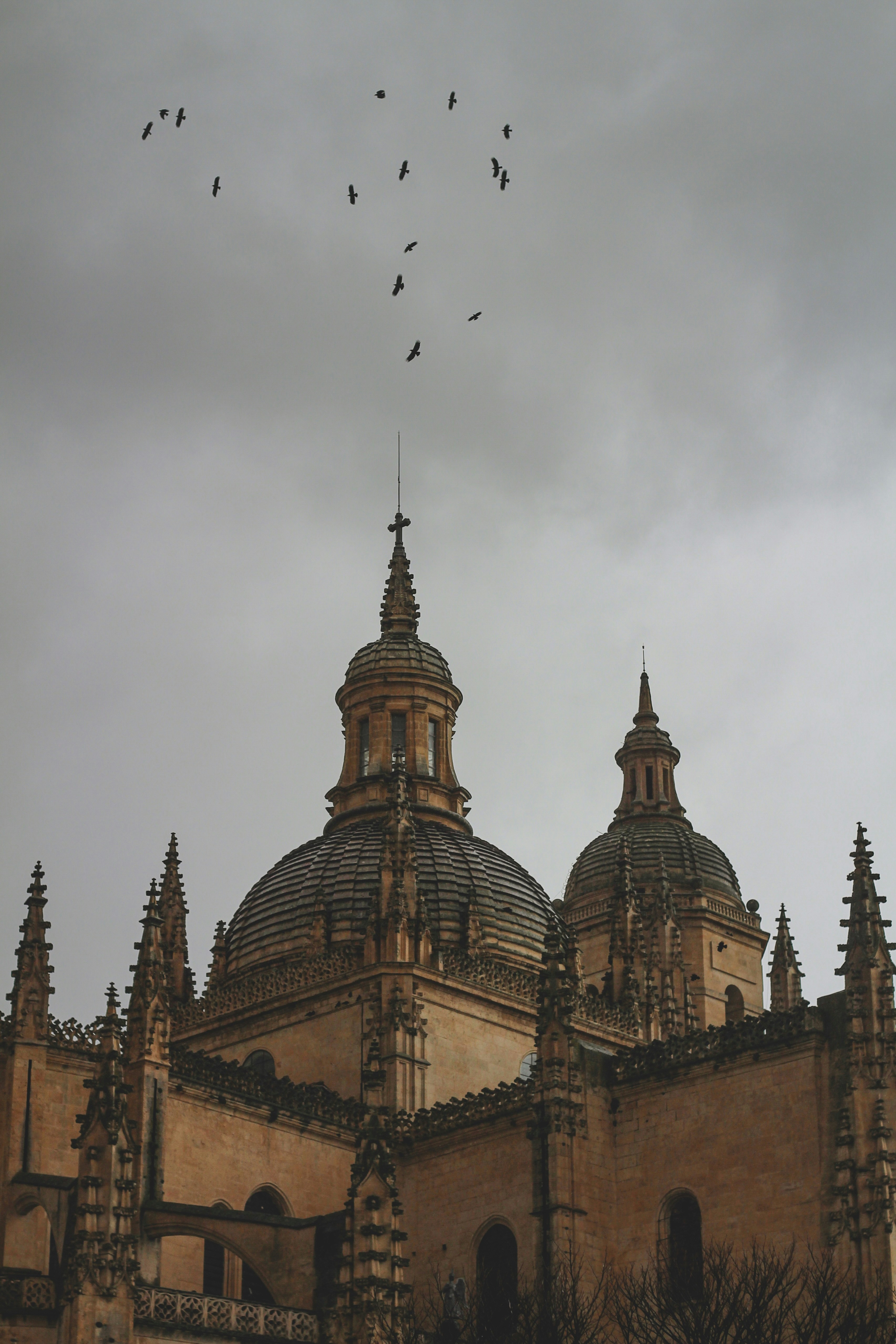 Gothic Spires Against Stormy Sky