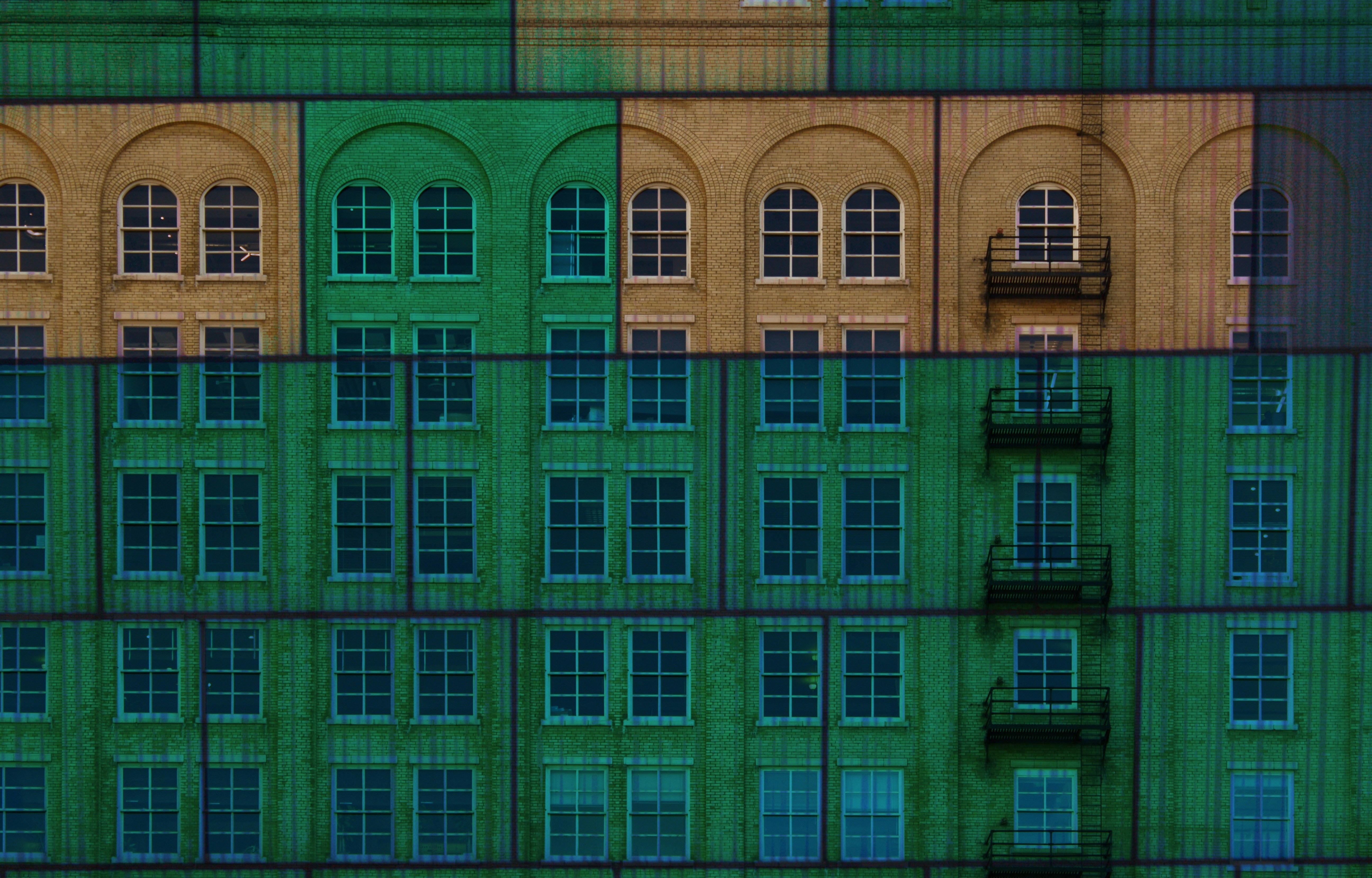Urban Grid in Shade: Multilayered Facades via Color Overlay