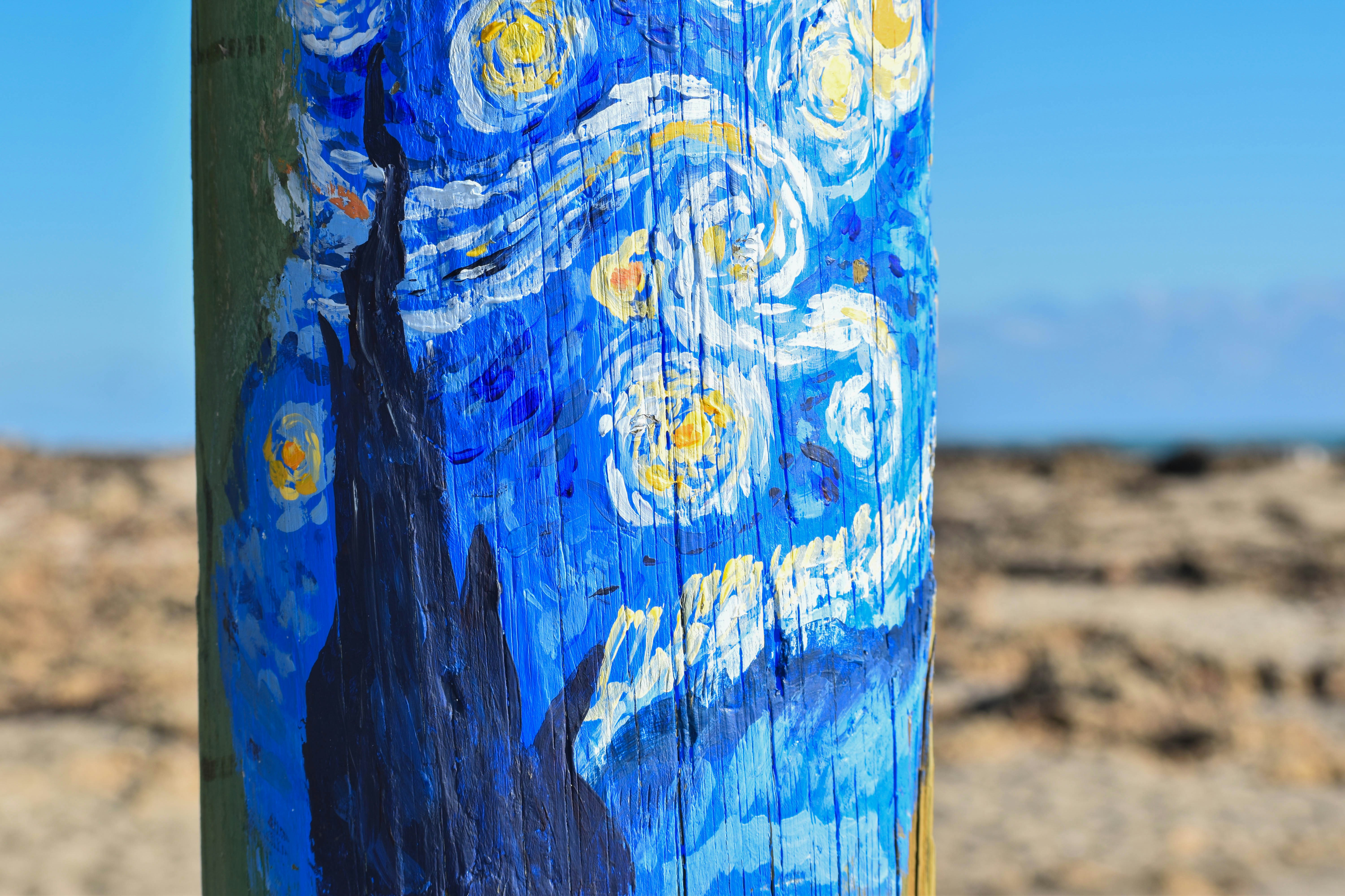 Swirls of Van Gogh on a Coastal Post