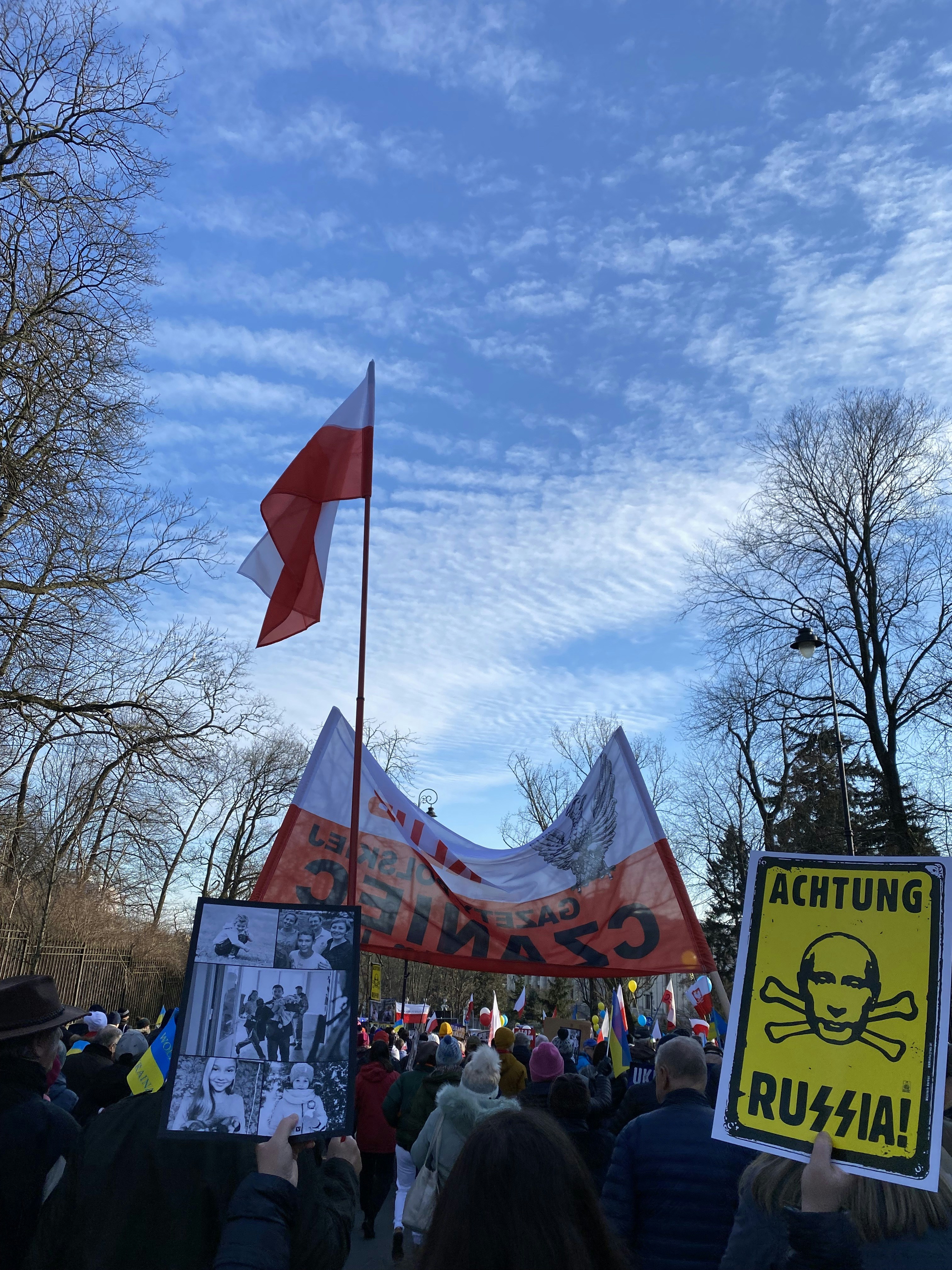 A group of people holding signs and flags photo – Free Blue Image on ...