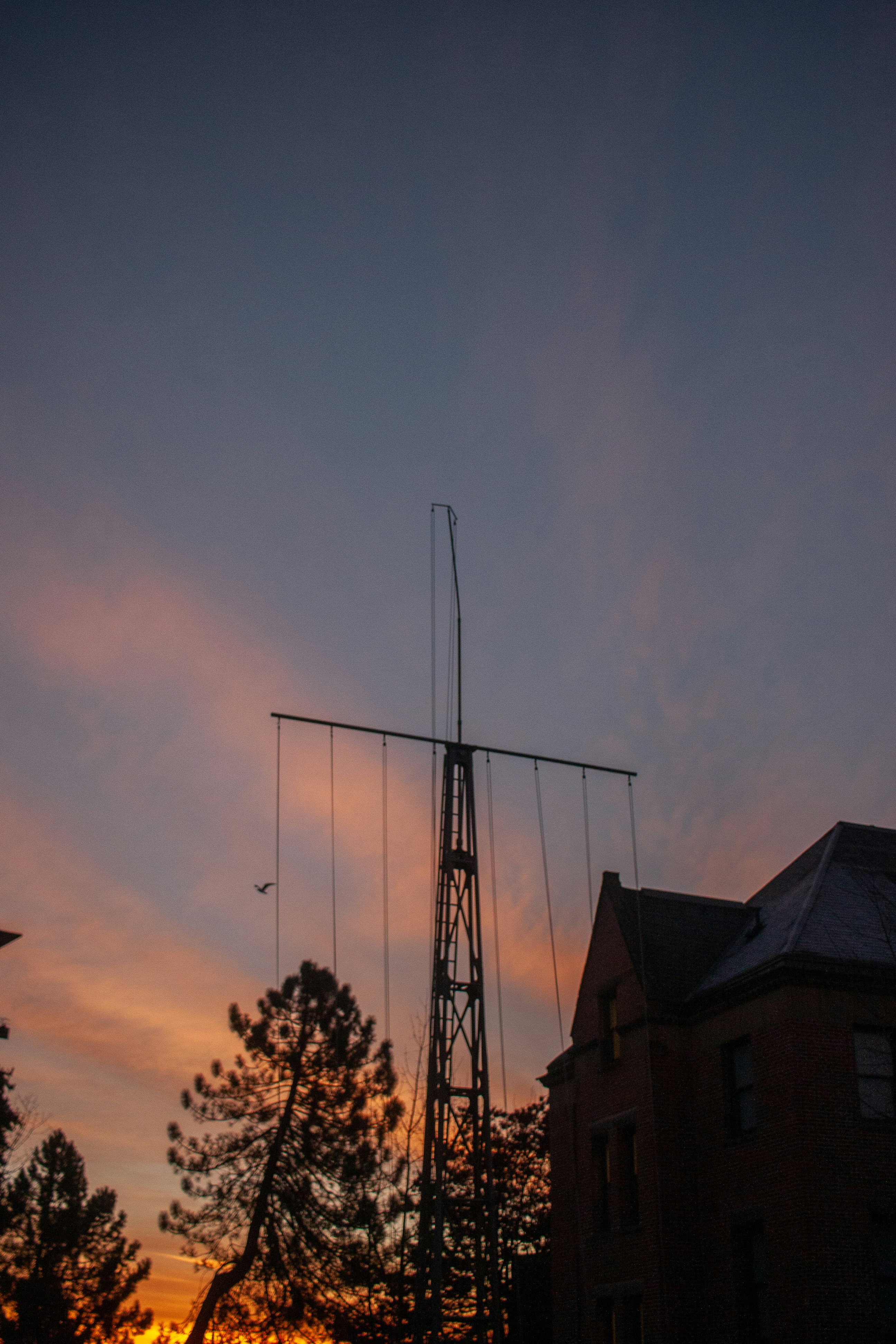 Twilight Tower: Steel Frame Against a Velvet Sunset