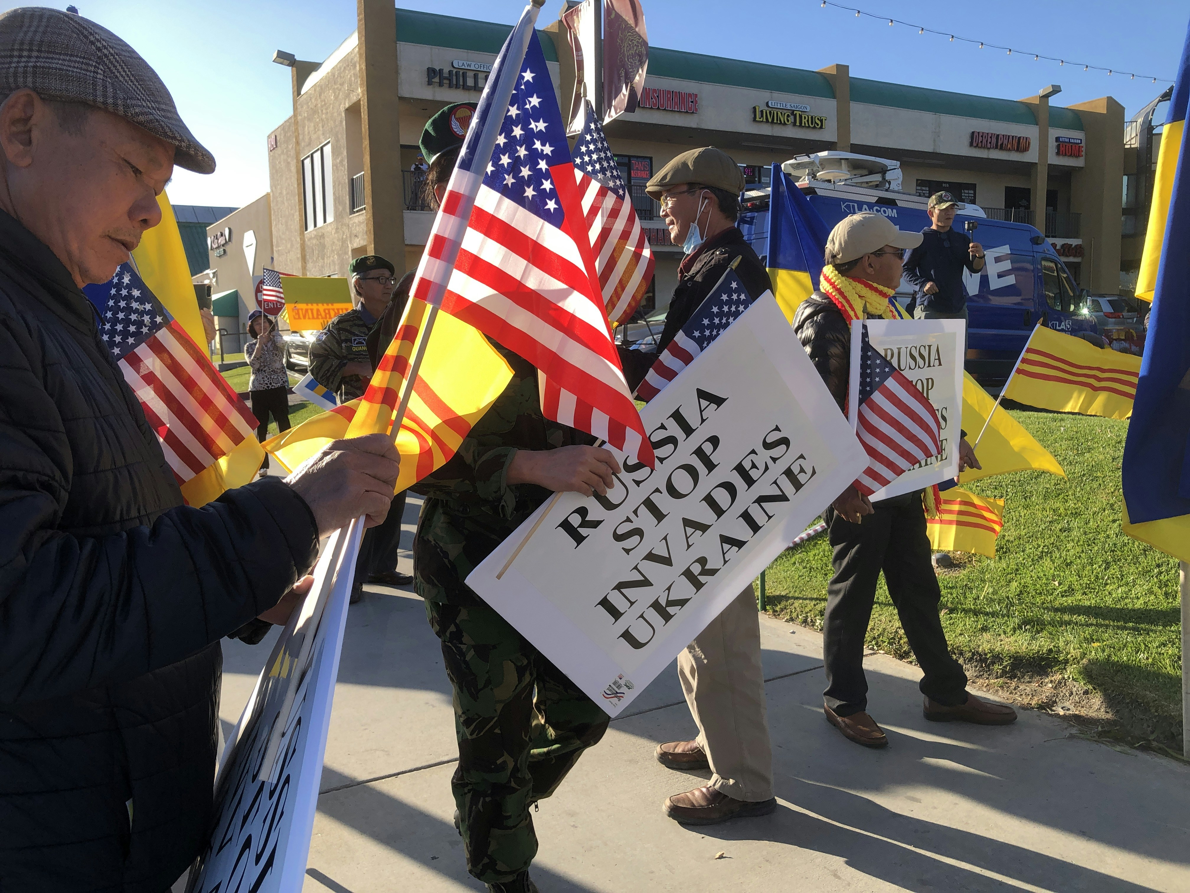 Flags and Signage at a Peaceful Street Rally