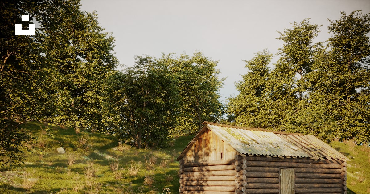 草原の真ん中にある古い丸太小屋の写真 Unsplashの無料家写真