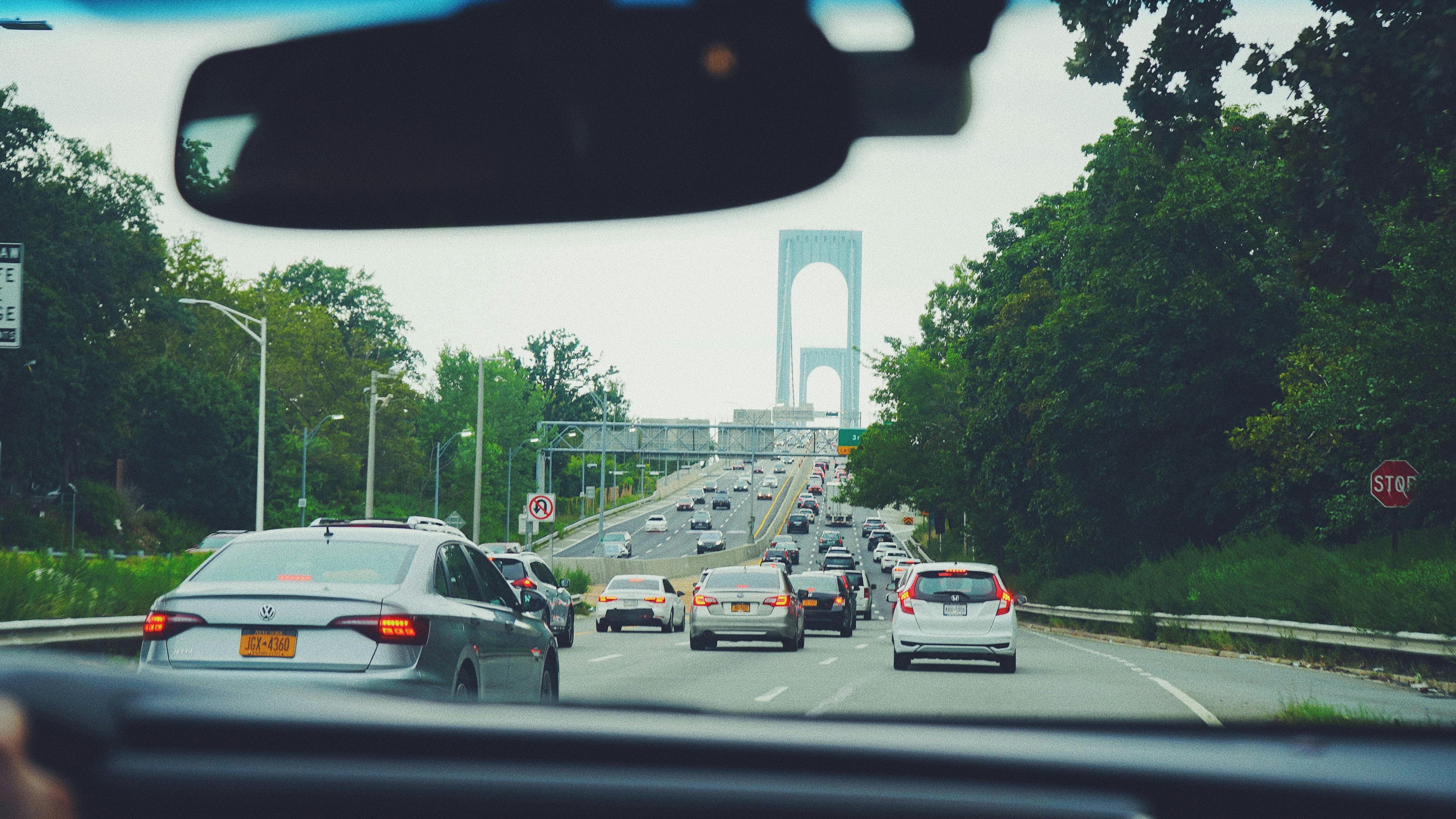A view of a bridge from inside a car photo – Free Throgs neck bridge ...