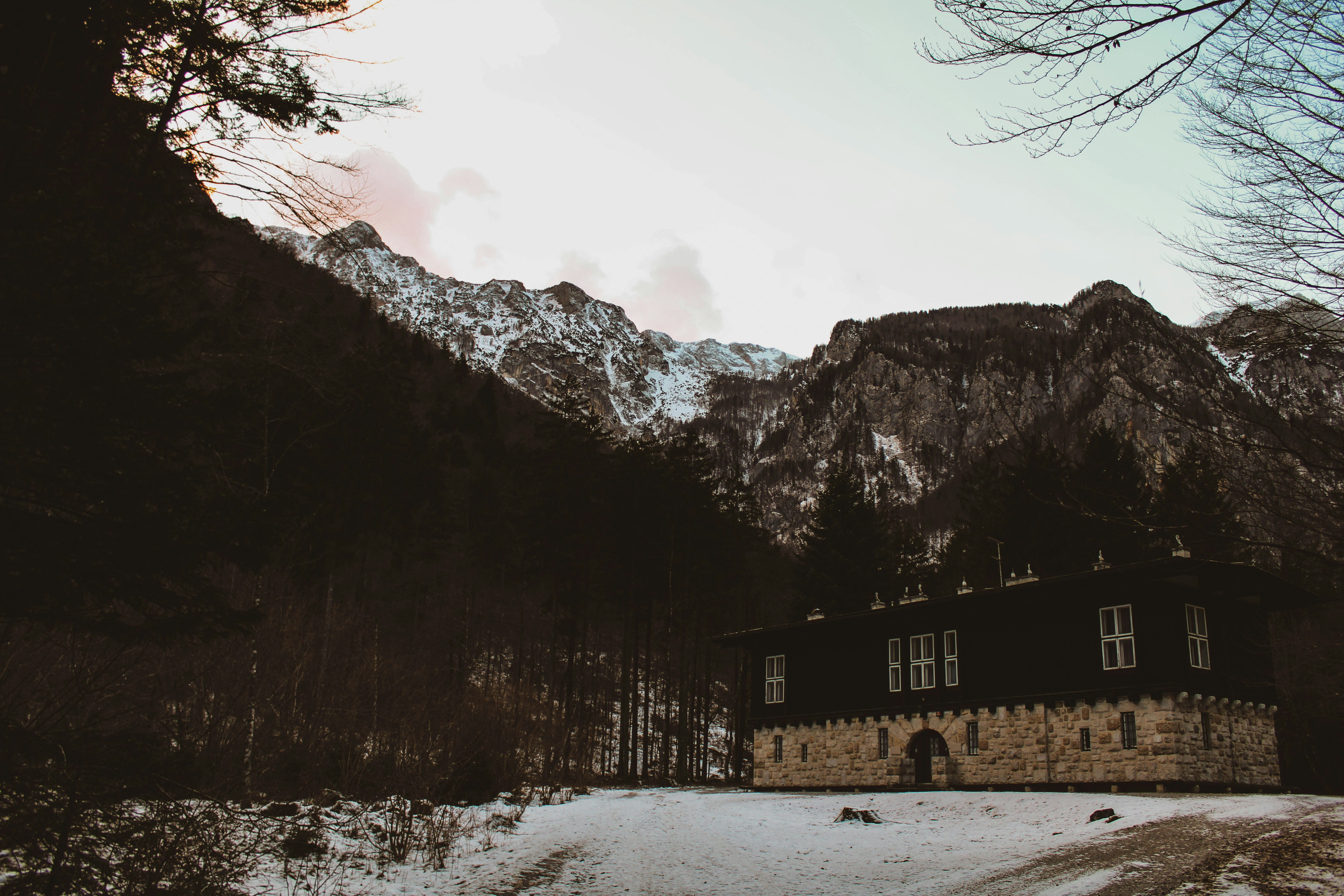 Lodge at the Foot of a Snow-Crowned Range
