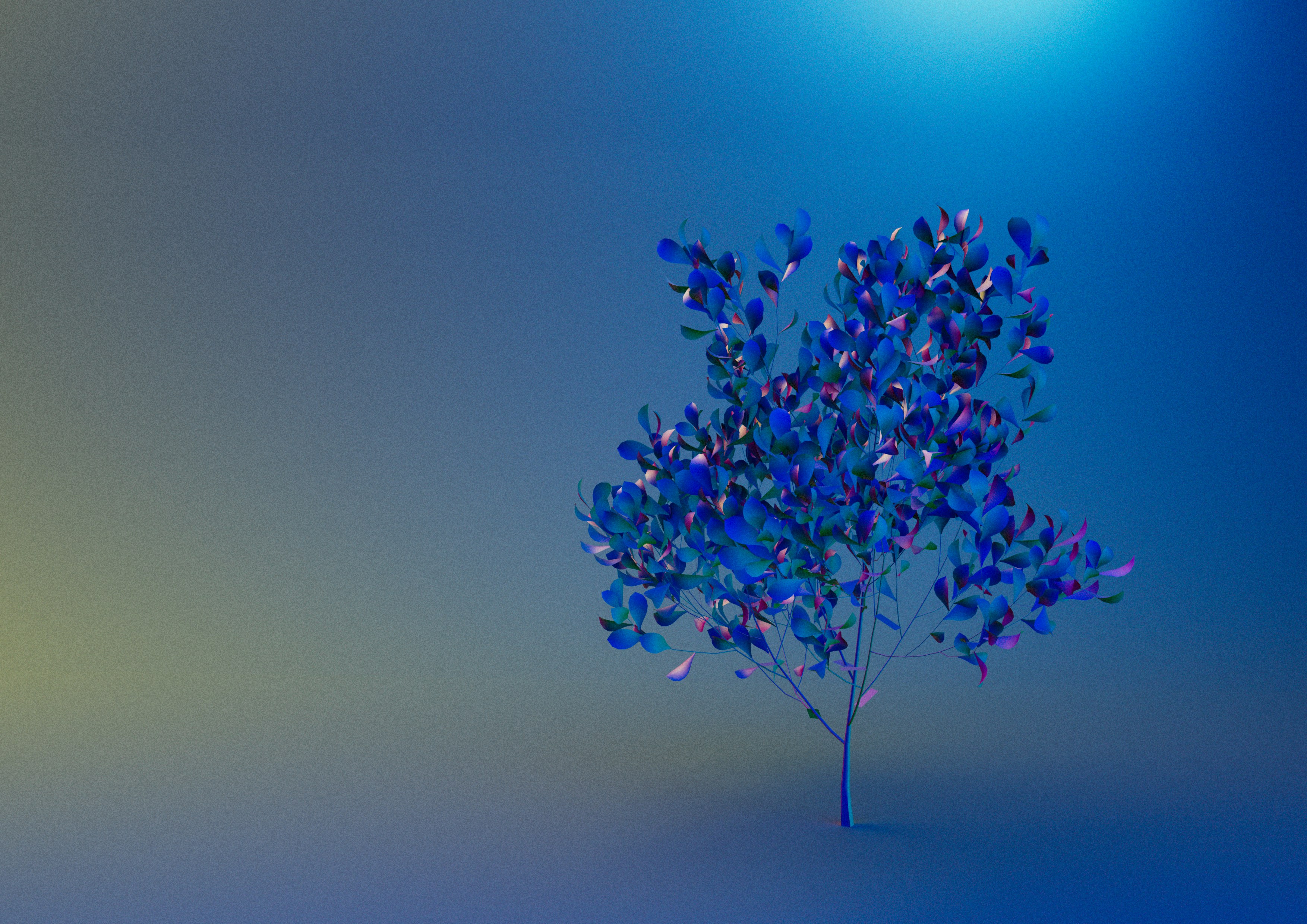 A small blue tree in the middle of a blue background photo – Free ...