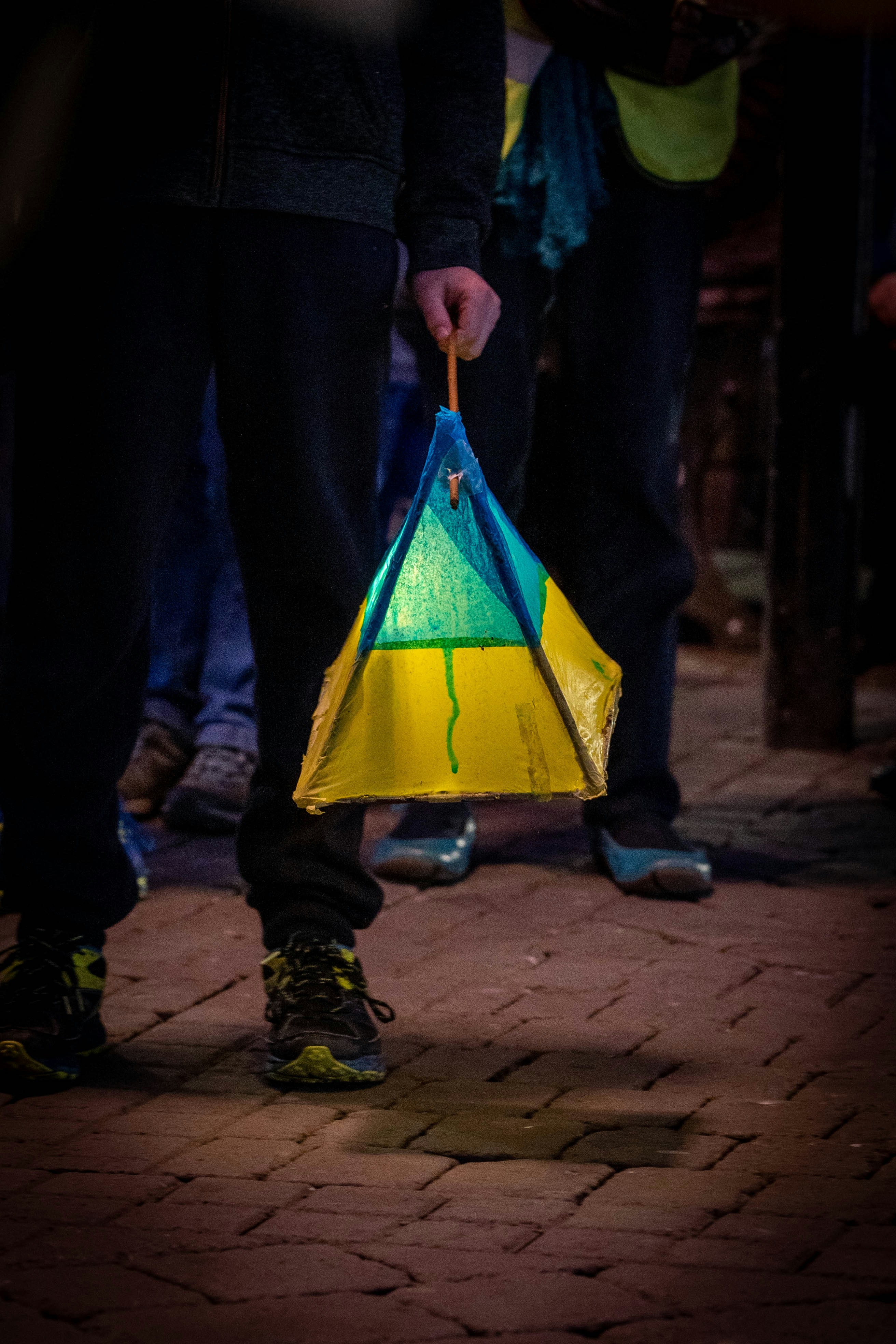 Lantern Pyramid of Light in a Shadowed Street