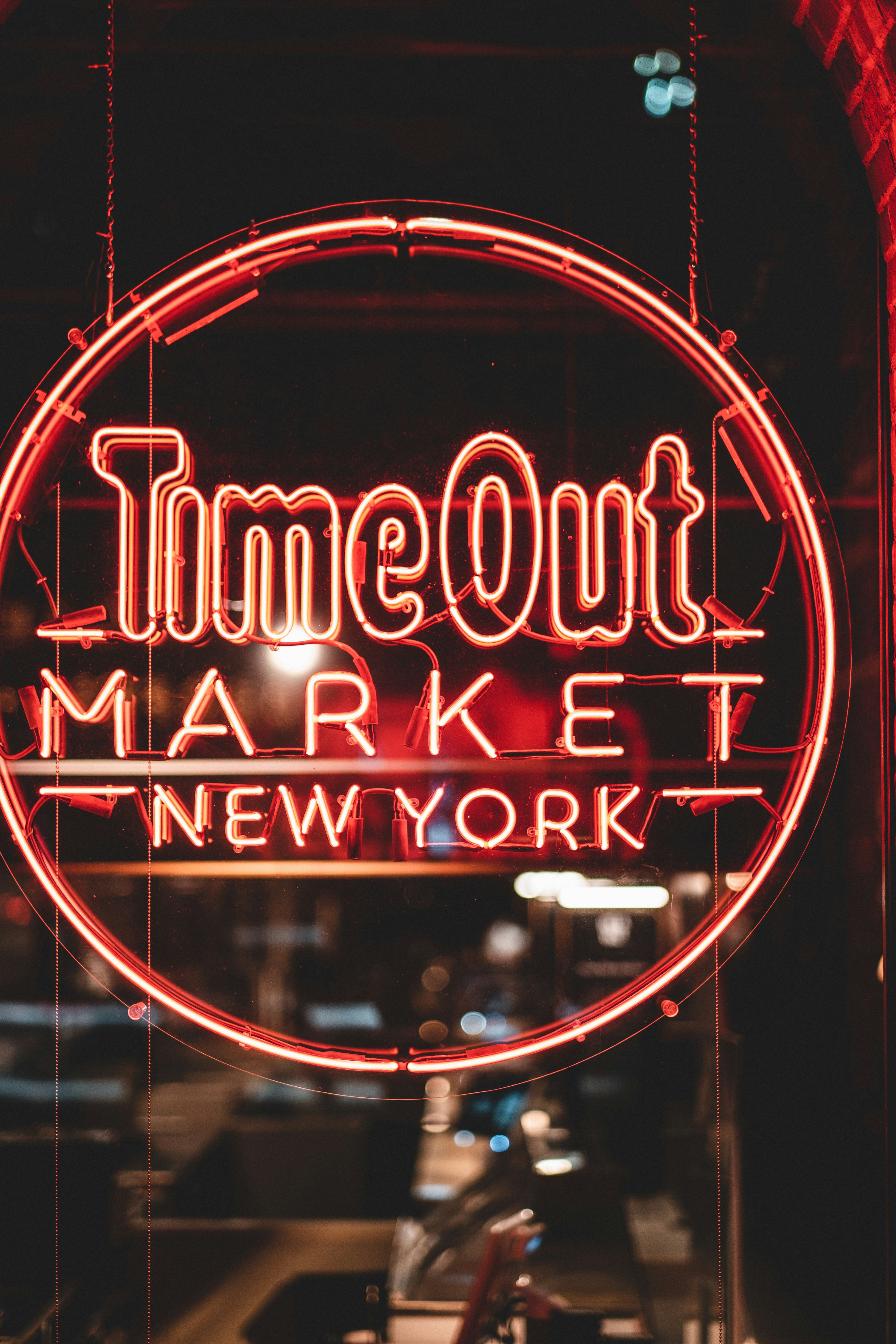 A neon sign that reads time out market new york photo – Free Brooklyn ...