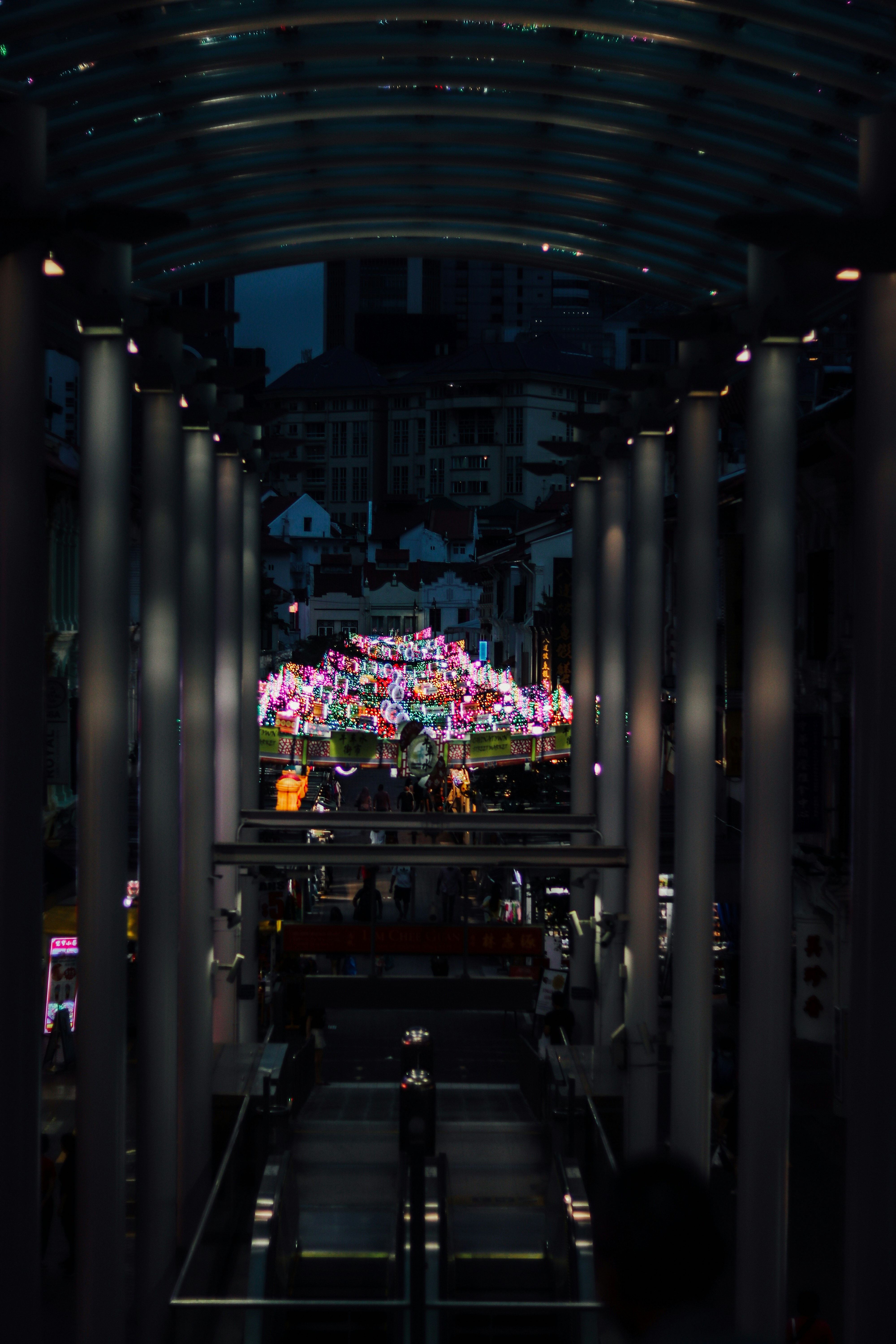 Lantern Bloom Through a Night Corridor