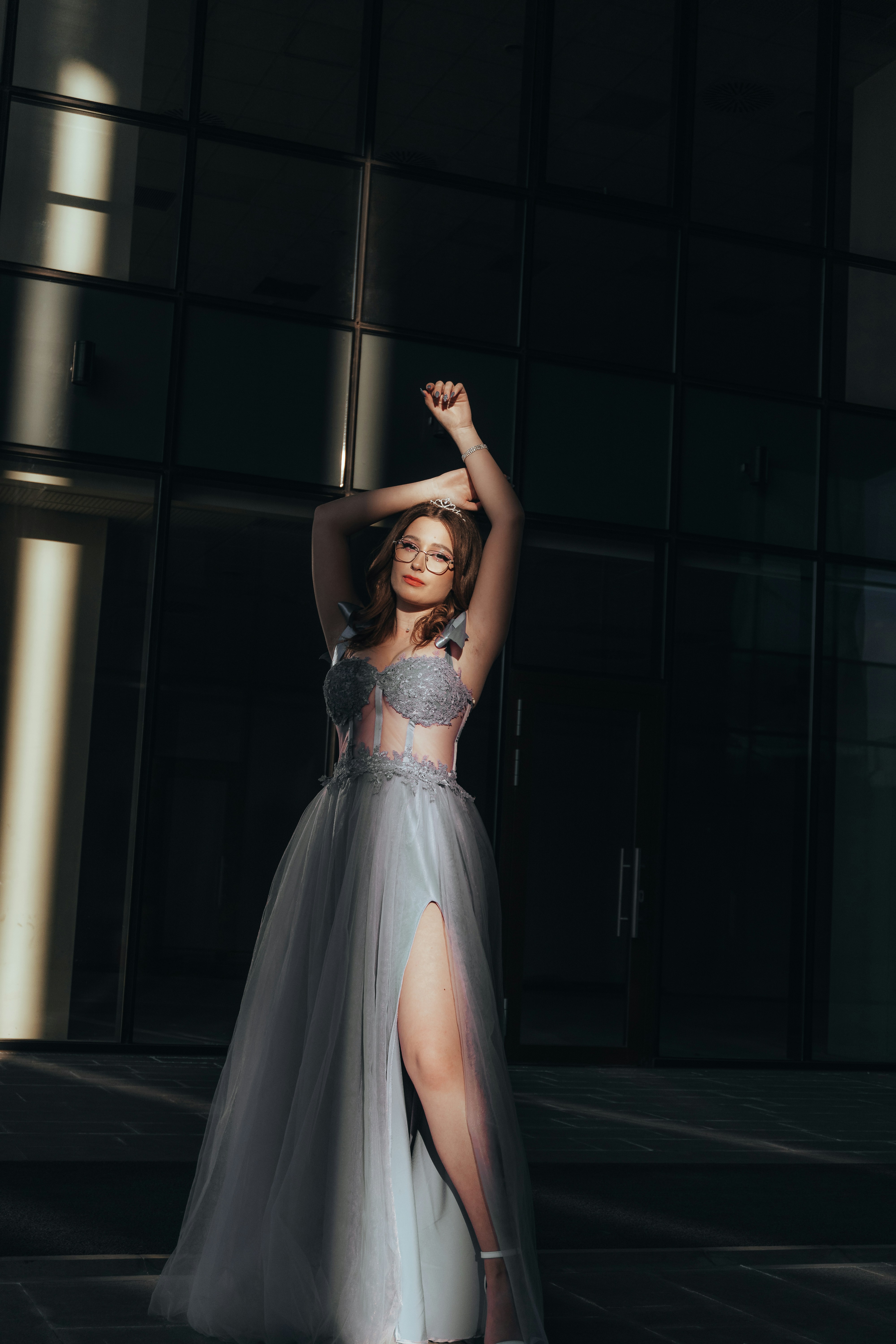Silver Silk in the Glass Atrium