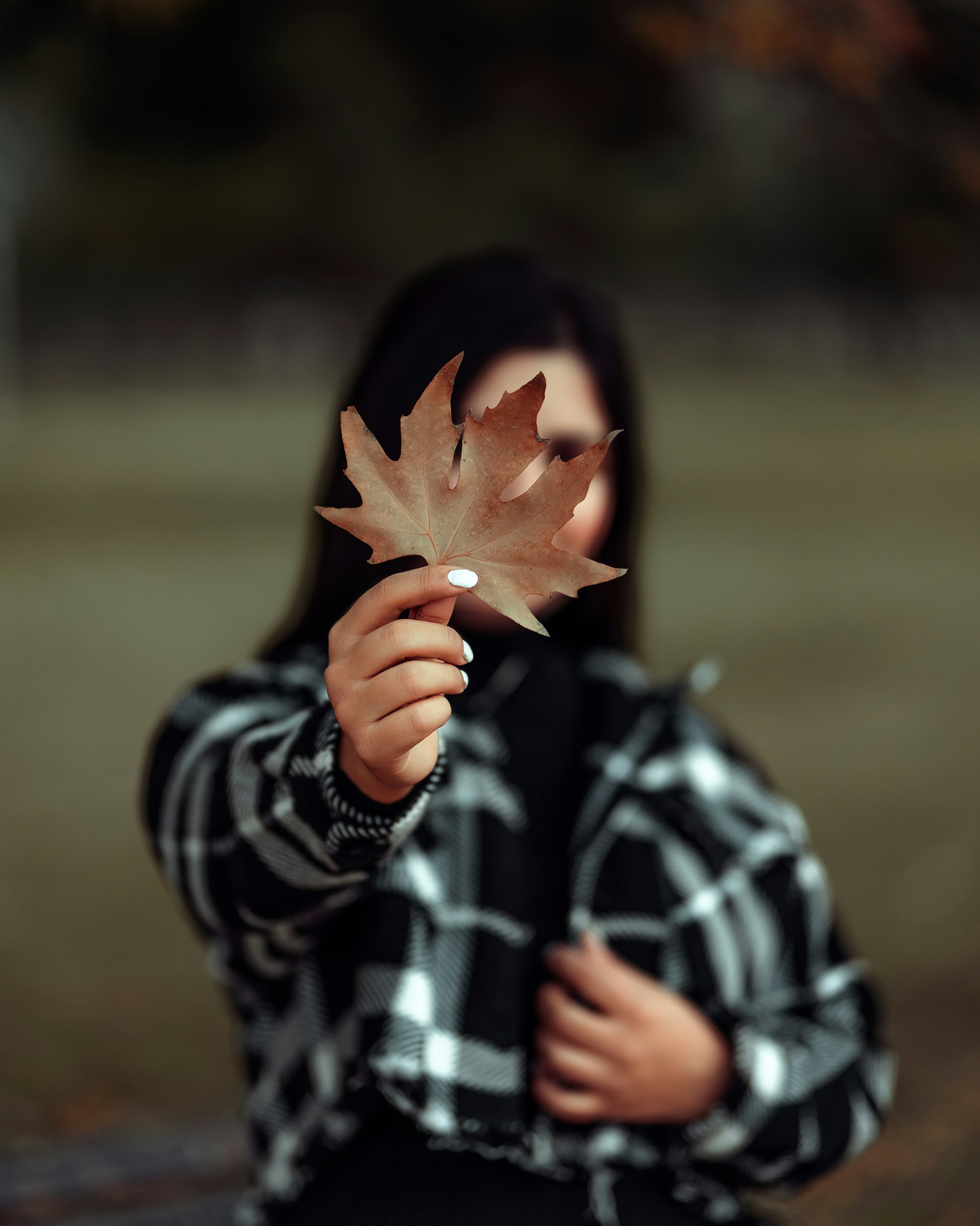 Leaf Forward, Face Out of Focus: An Autumn Portrait in Plaid