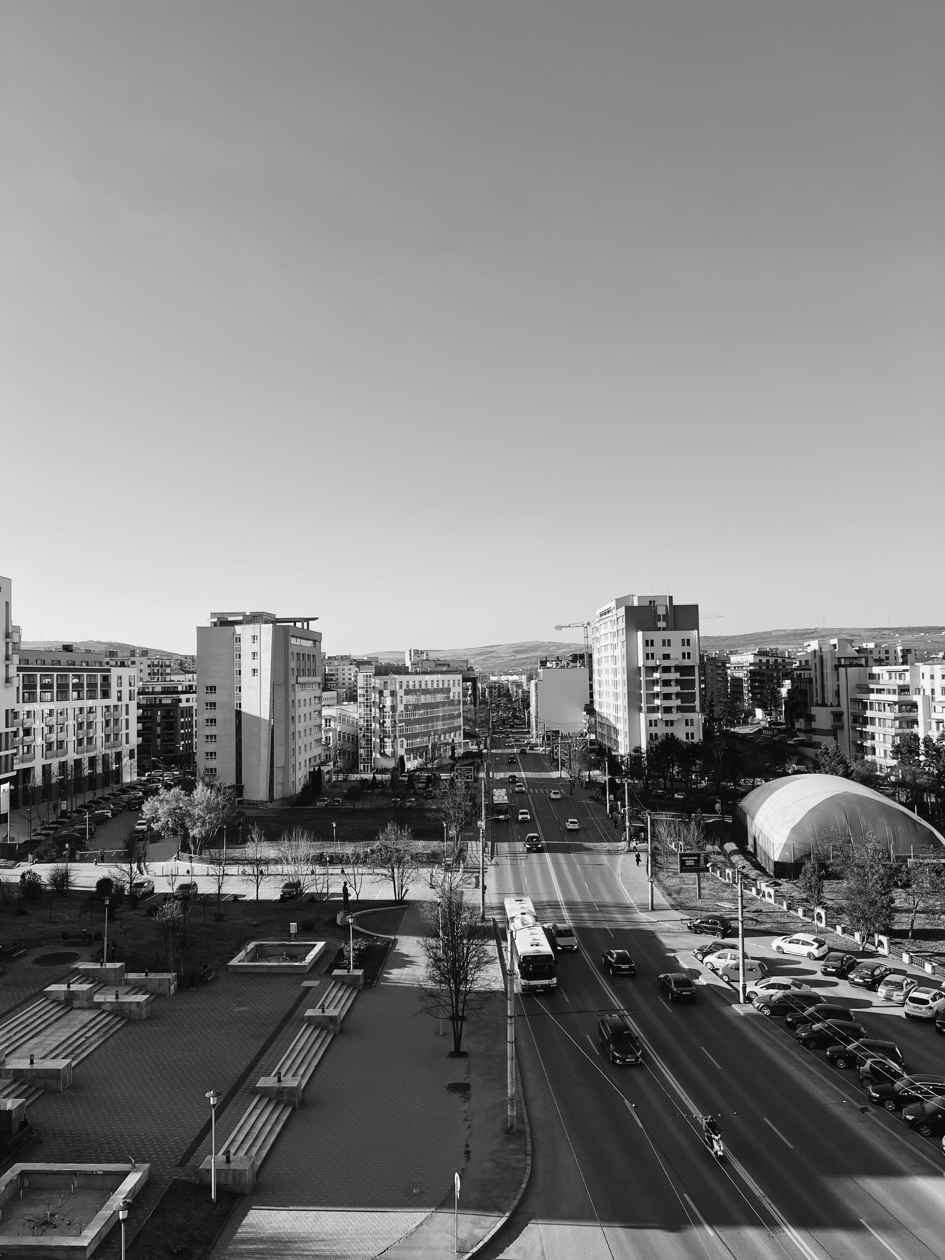 City Spine: A Quiet Morning Along a Busy Avenue