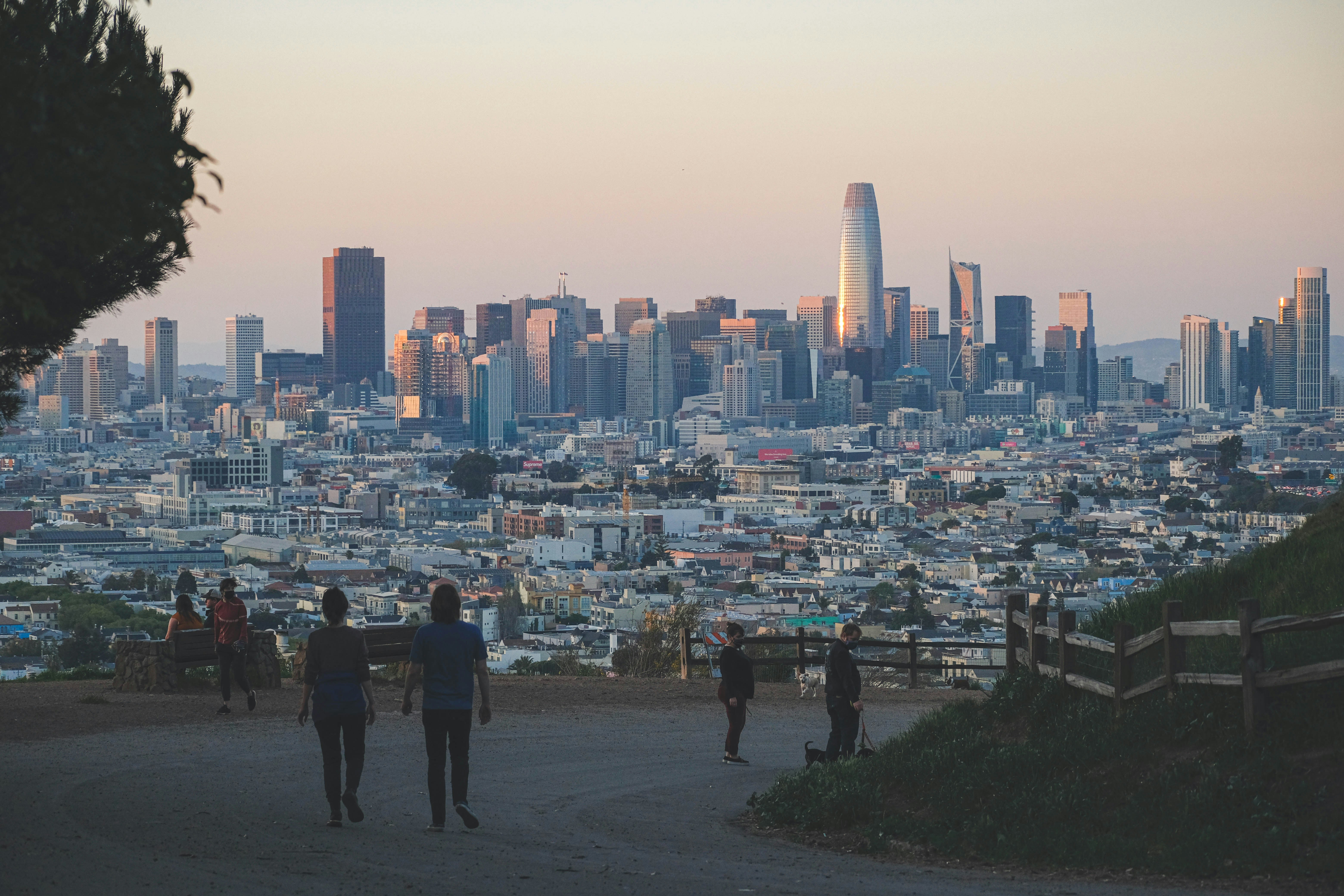 Sunset Over the Hills: Cityscape Emerges Beyond the Park