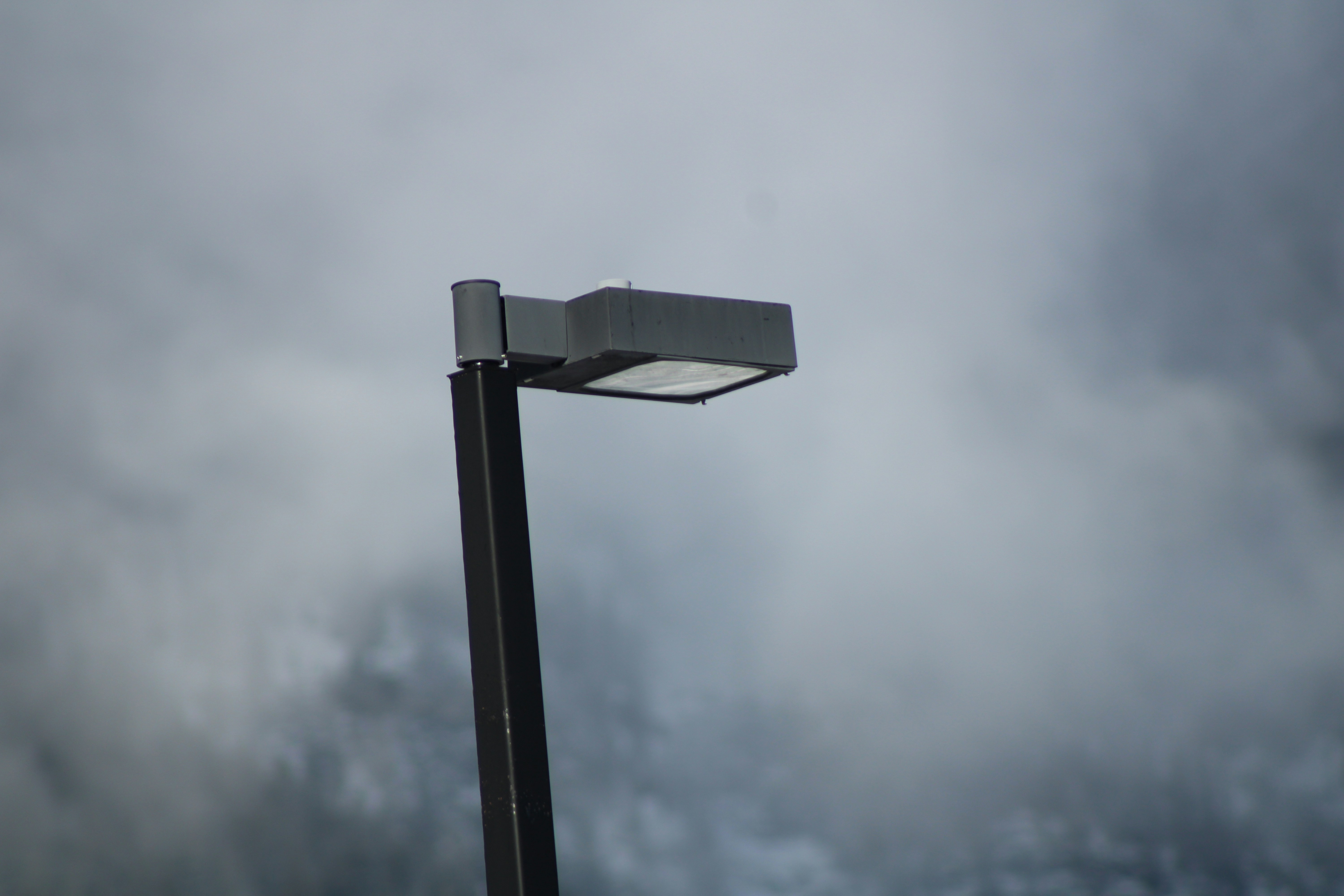 Lamp post in front of fog 