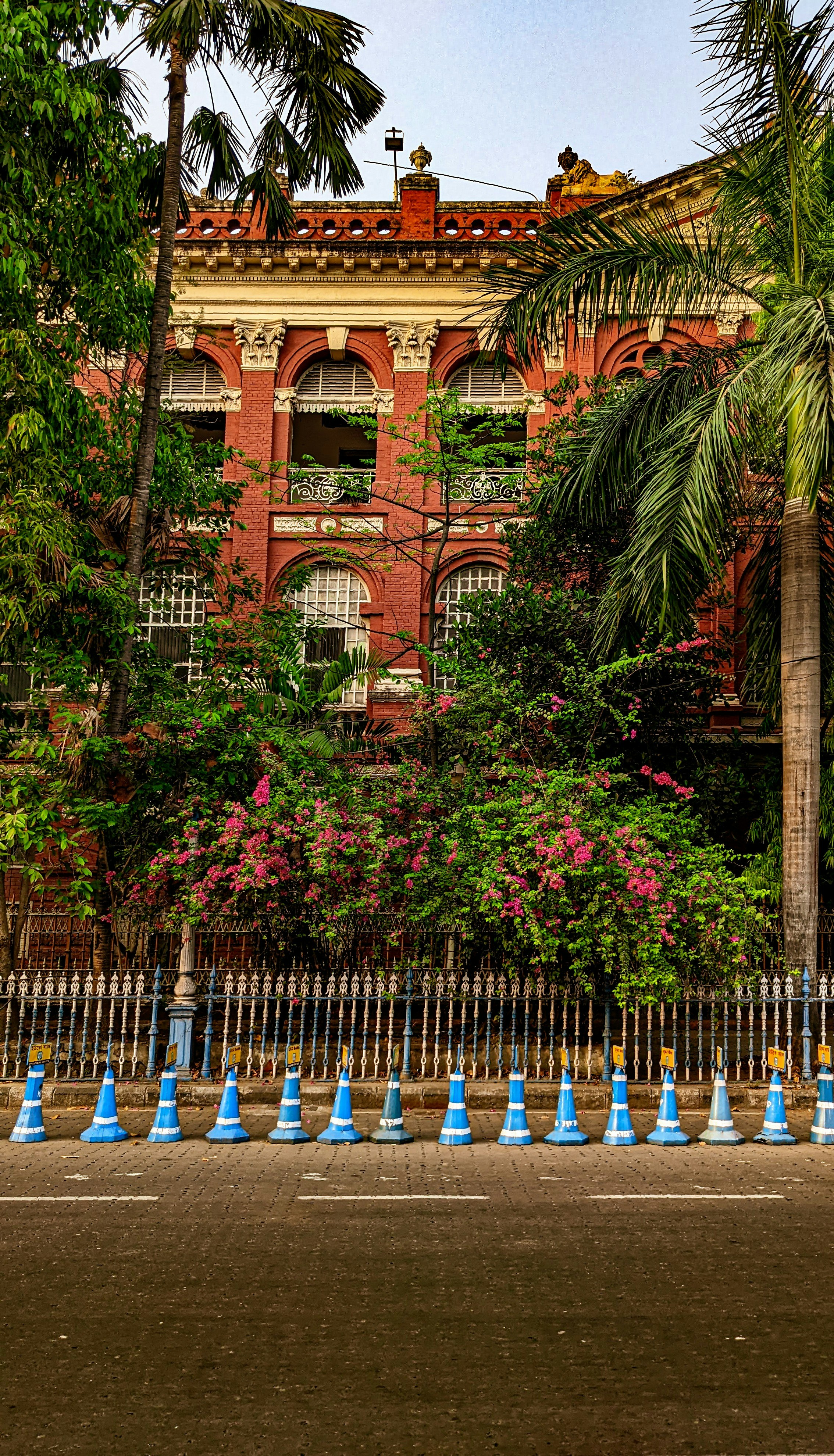 A building with many blue cones in front of it photo – Free Arbour ...
